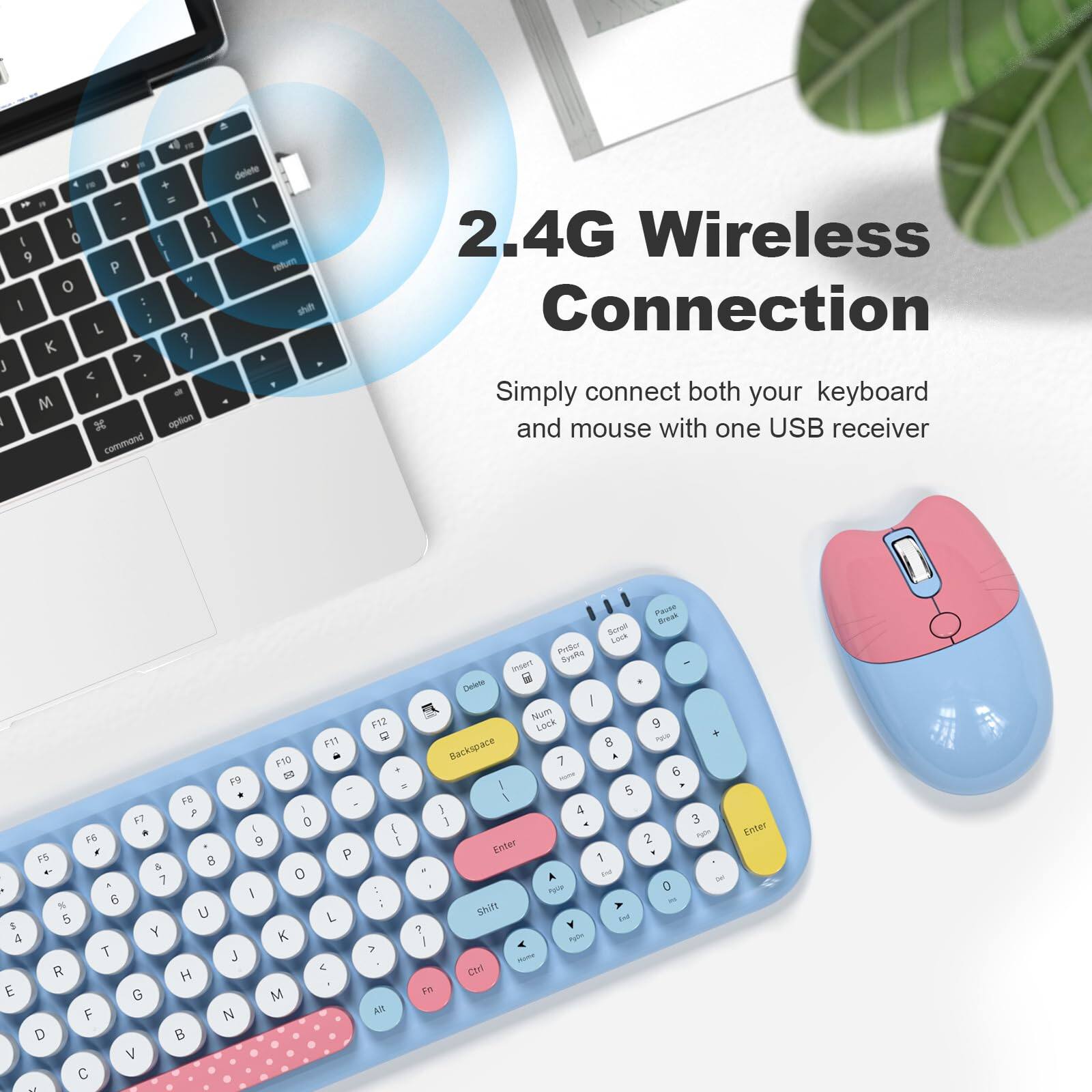 Live At Space Wireless And Mouse Usb hz Full Size Typewriter Cute Cat ...