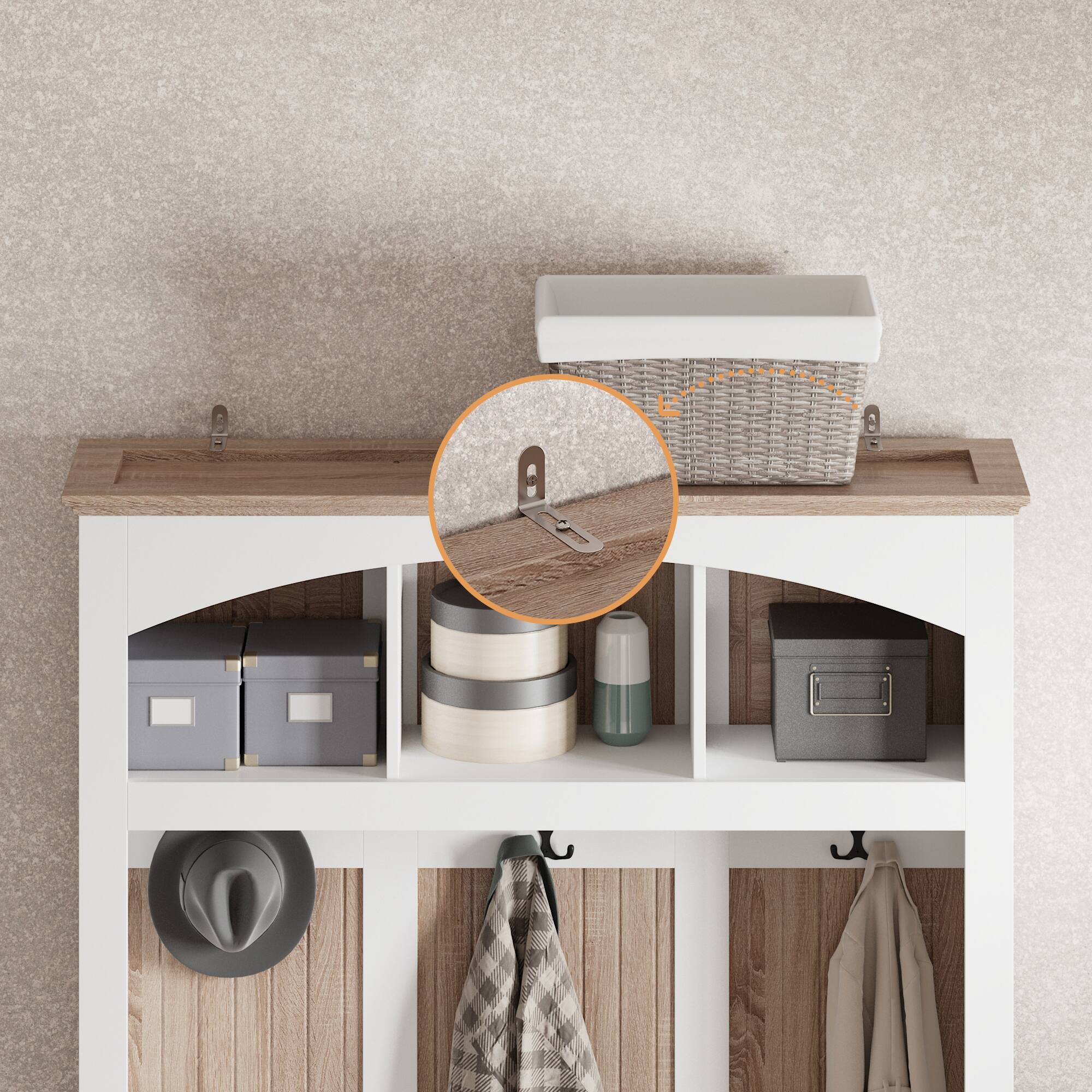 FUFU&GAGA Hall Tree with Coat Rack Shoe Storage Bench and Natural ...