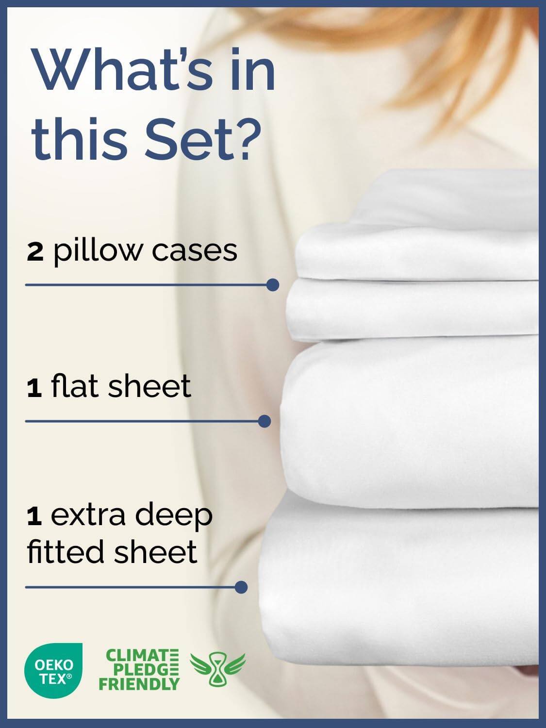 CGK Linens Extra Deep Pocket 4 Piece Sheet Set Soft Bed Sheets, Fits 18" 24" Mattresses Queen ...