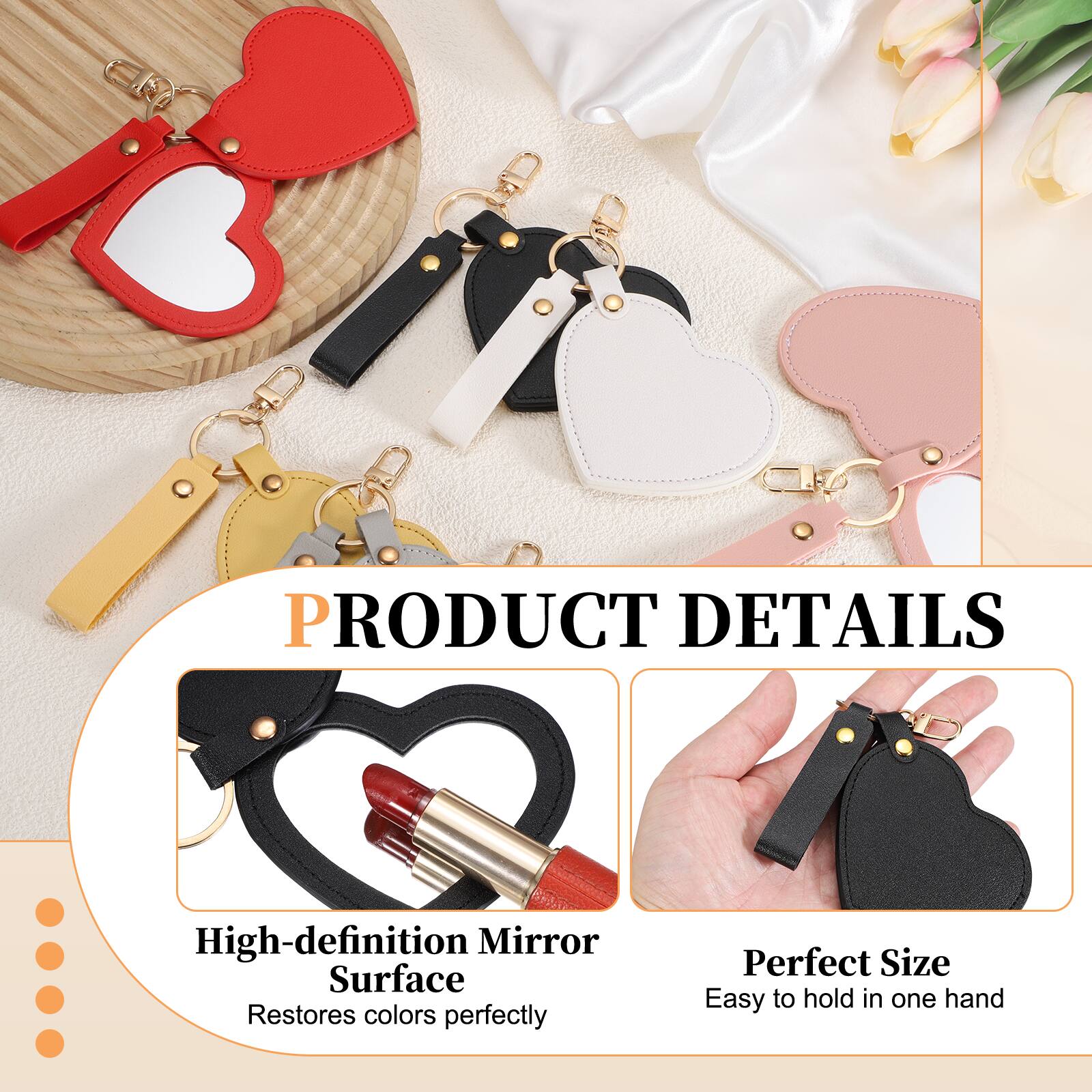 Unique Bargains Keychain Mirror, Mini Compact Mirror with PU Leather ...