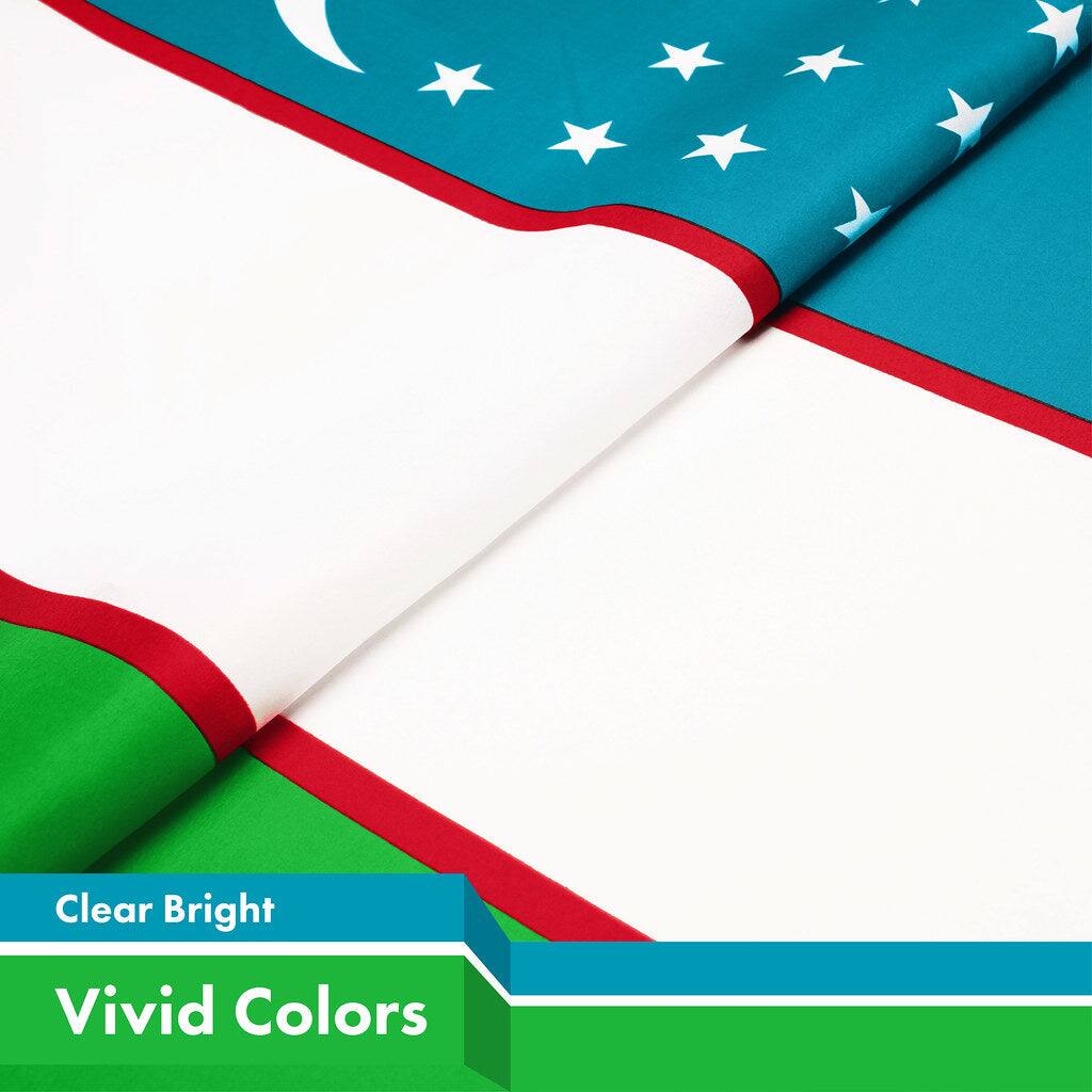 G128 2 Pack Uzbekistan Flag 3 x 5 ft Printed 150D Polyester with Brass ...