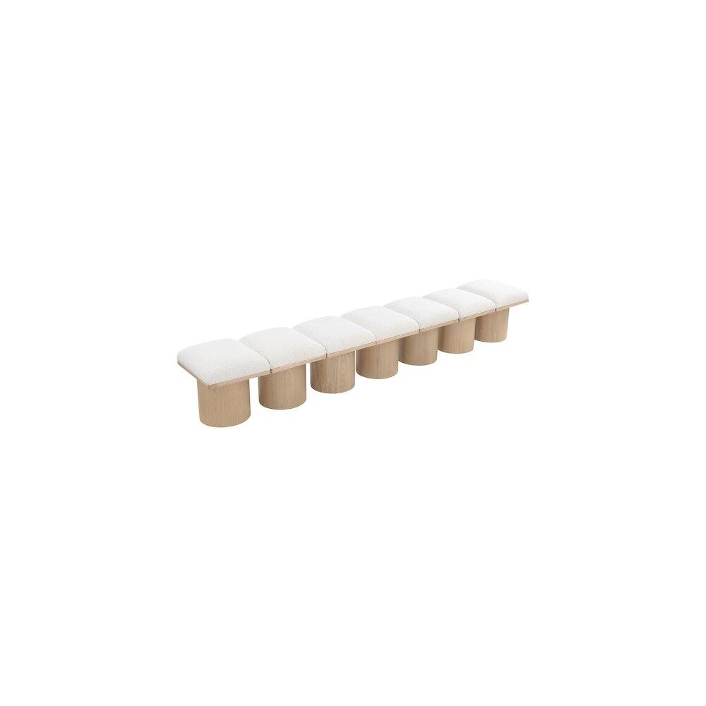 Meridian Furniture Pavilion Bench Cream Boucle Fabric 465Cream-7A ...
