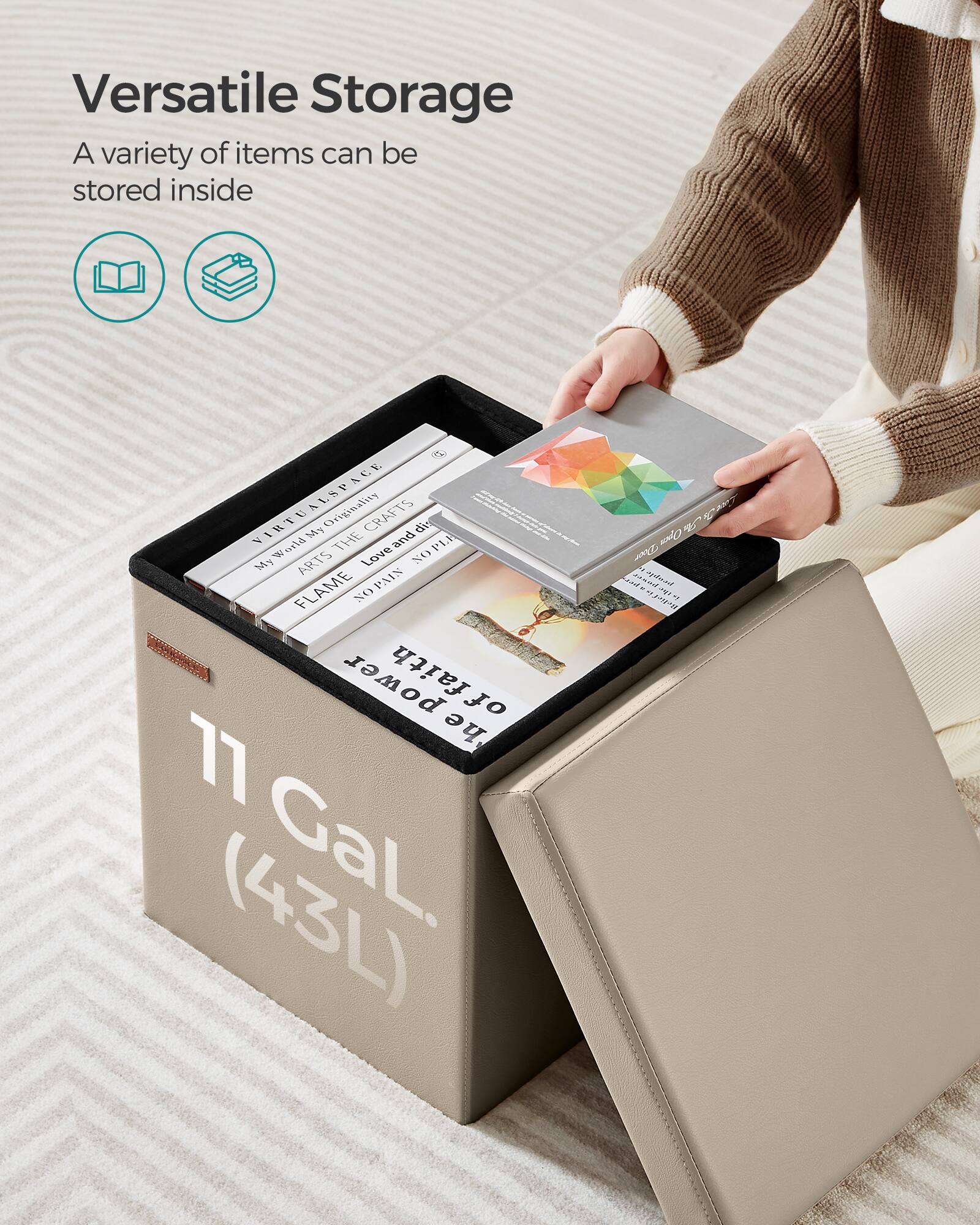 Songmics Home MAZIE Collection 15 Inches Ottoman with Storage ...