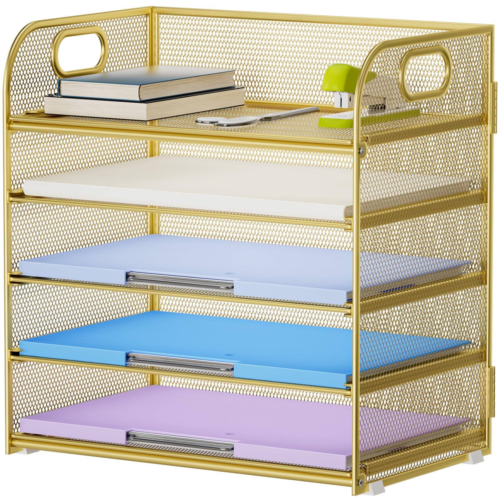 Dapper Styles Paper Organizer Letter Tray 5 Tier Mesh File With Handle ...