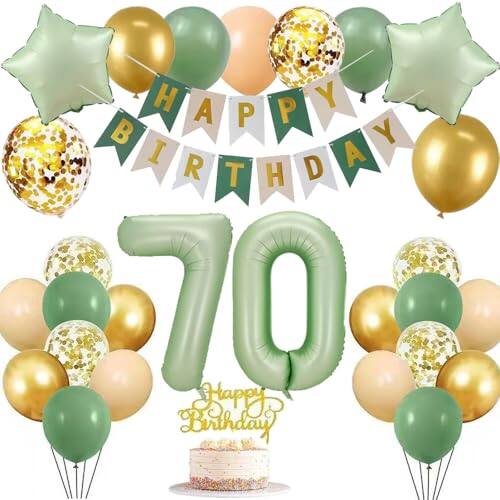 ESBANY 70th Birthday Decorations, Happy 70th Birthday Banner Gold ...
