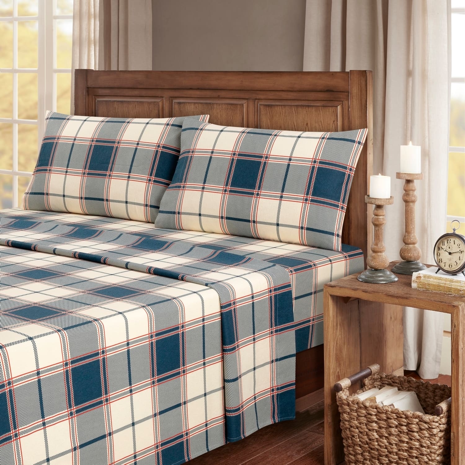 Kathy Ireland - 100 Turkish Cotton Flannel Sheet Set - Signature Plaid ...