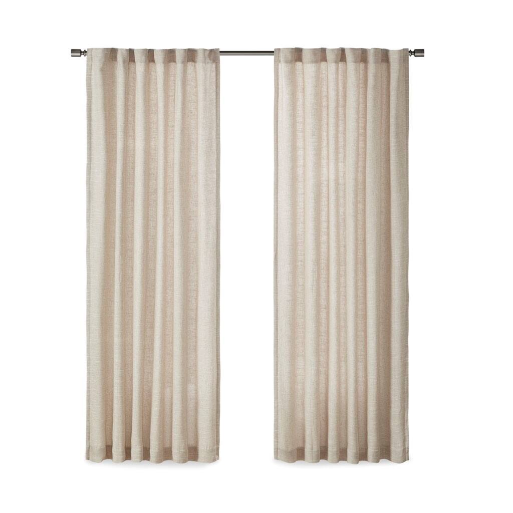 TinyHomie Faux Linen Rod Pocket and Back Tab Fleece Lined Curtain Panel ...
