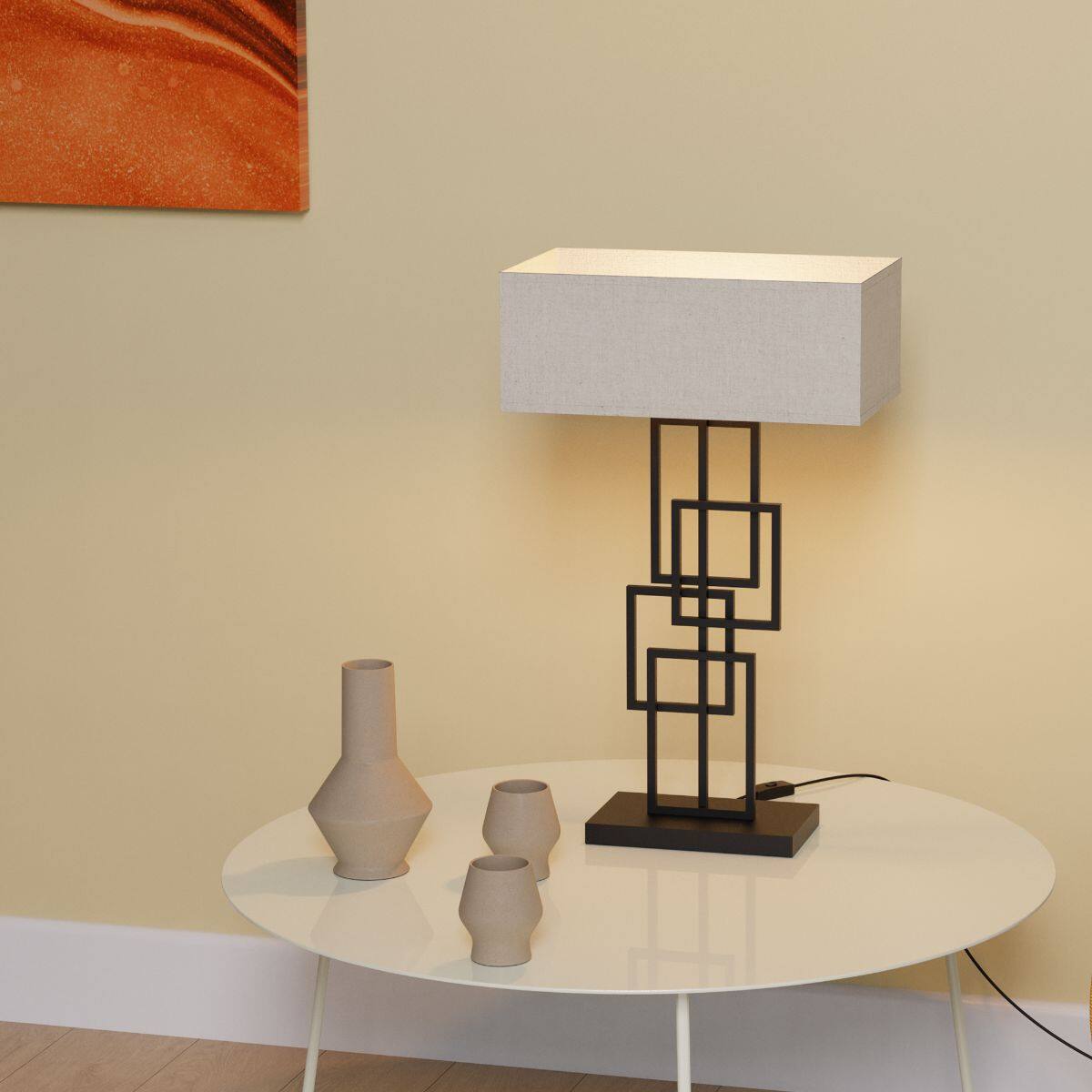 Infibrite Geometric Chic 27 Inch Table Lamp with Square Shade, E26 Bulb ...