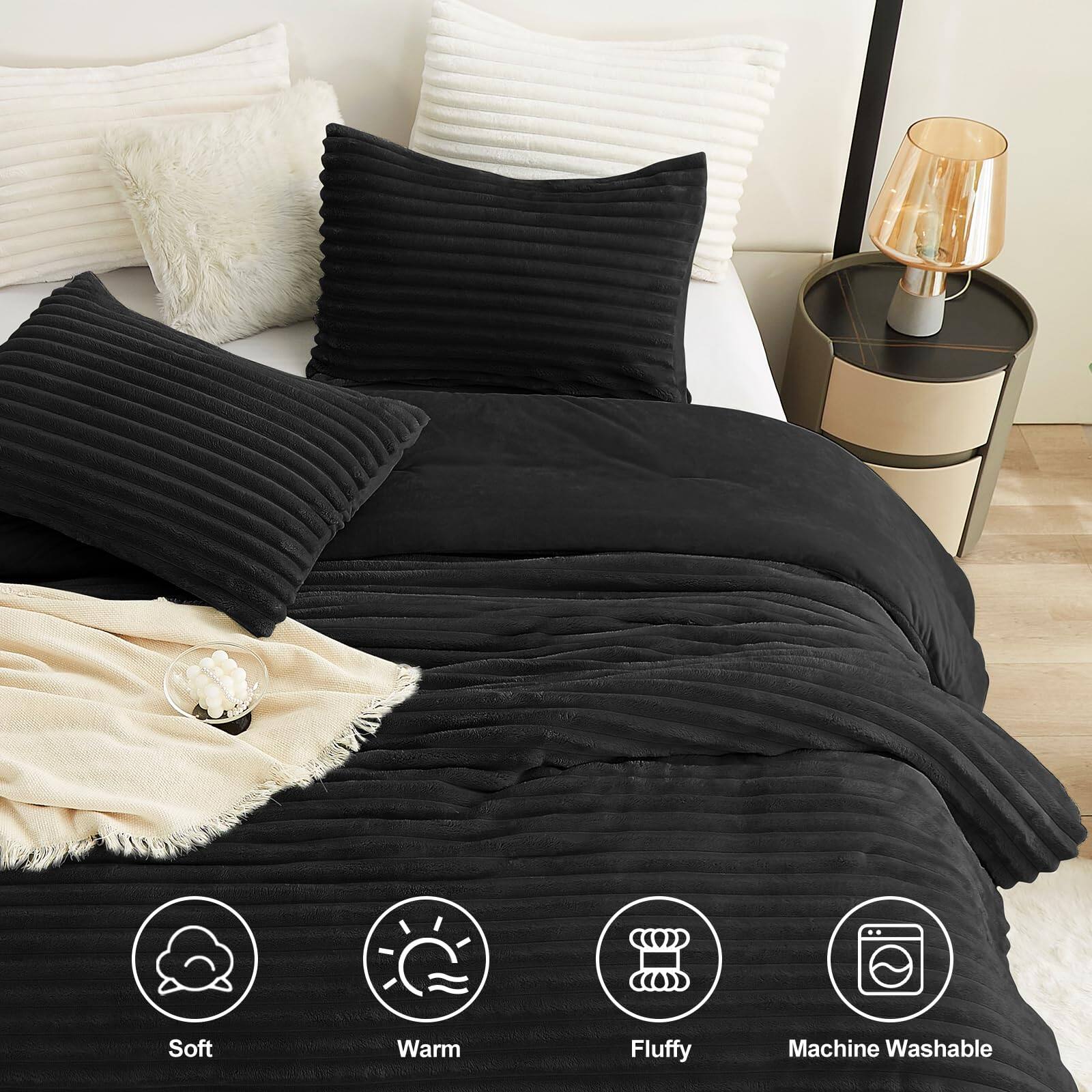 Dapper Styles Fluffy Queen Comforter Set Super Soft Faux Size Winter ...