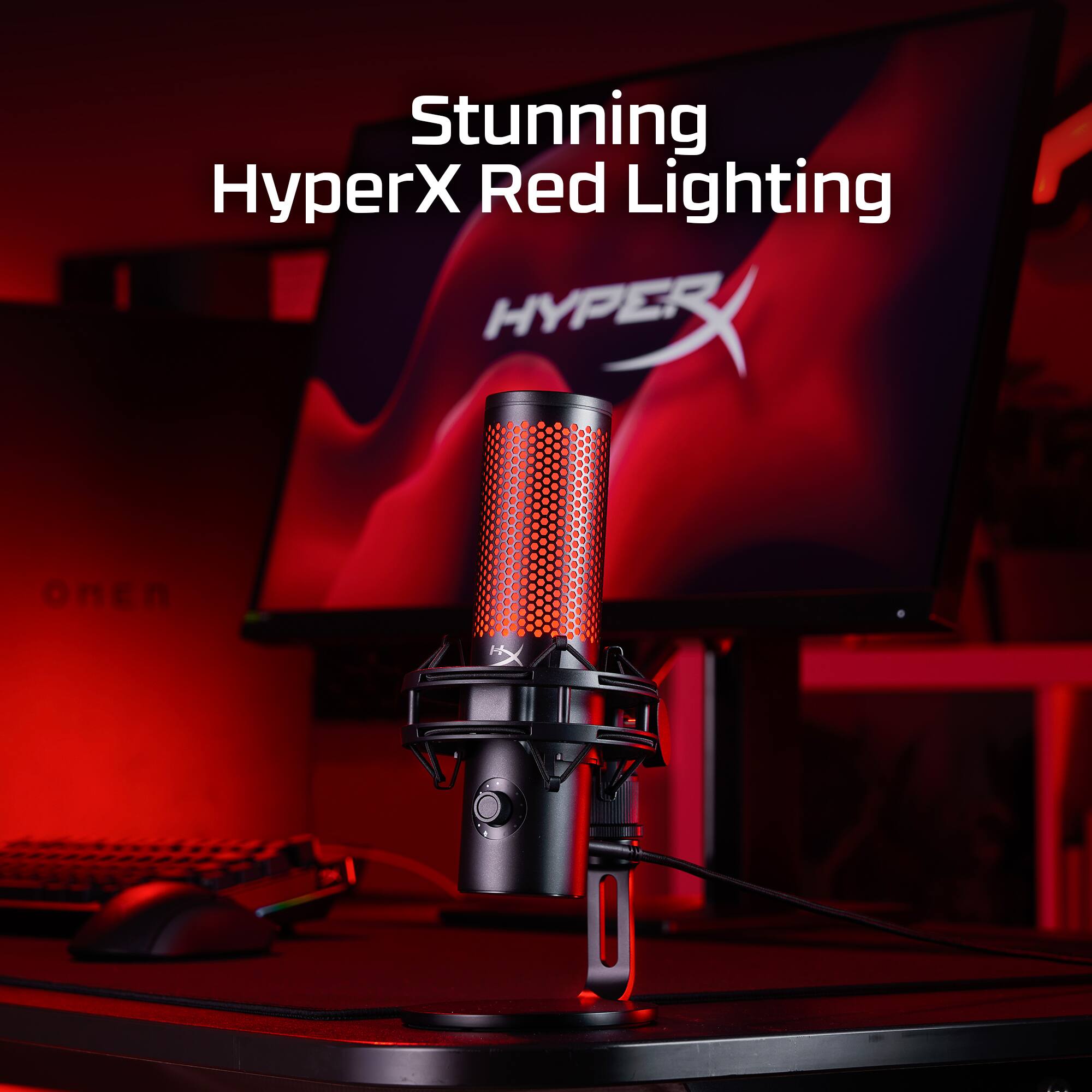 HyperX QuadCast 2 Wired Multi Pattern USB Electret Condenser Microphone ...