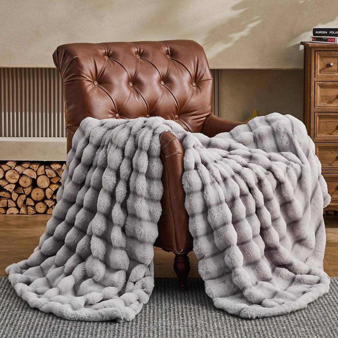 Paradigms Interiors Faux Throw Blanket For Couch Luxurious Rabbit Bed ...
