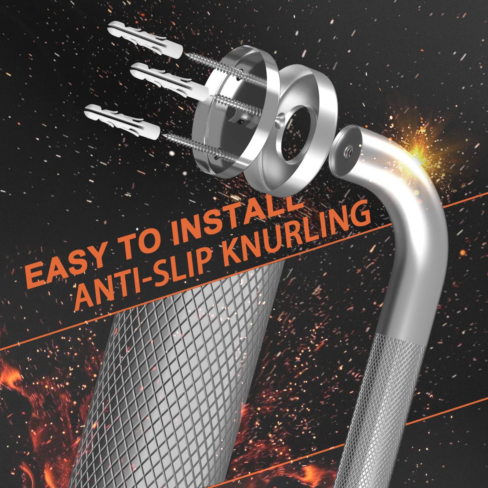 Paradigms Interiors Satin Brushed Nickel Shower Grab Bars W anti slip ...