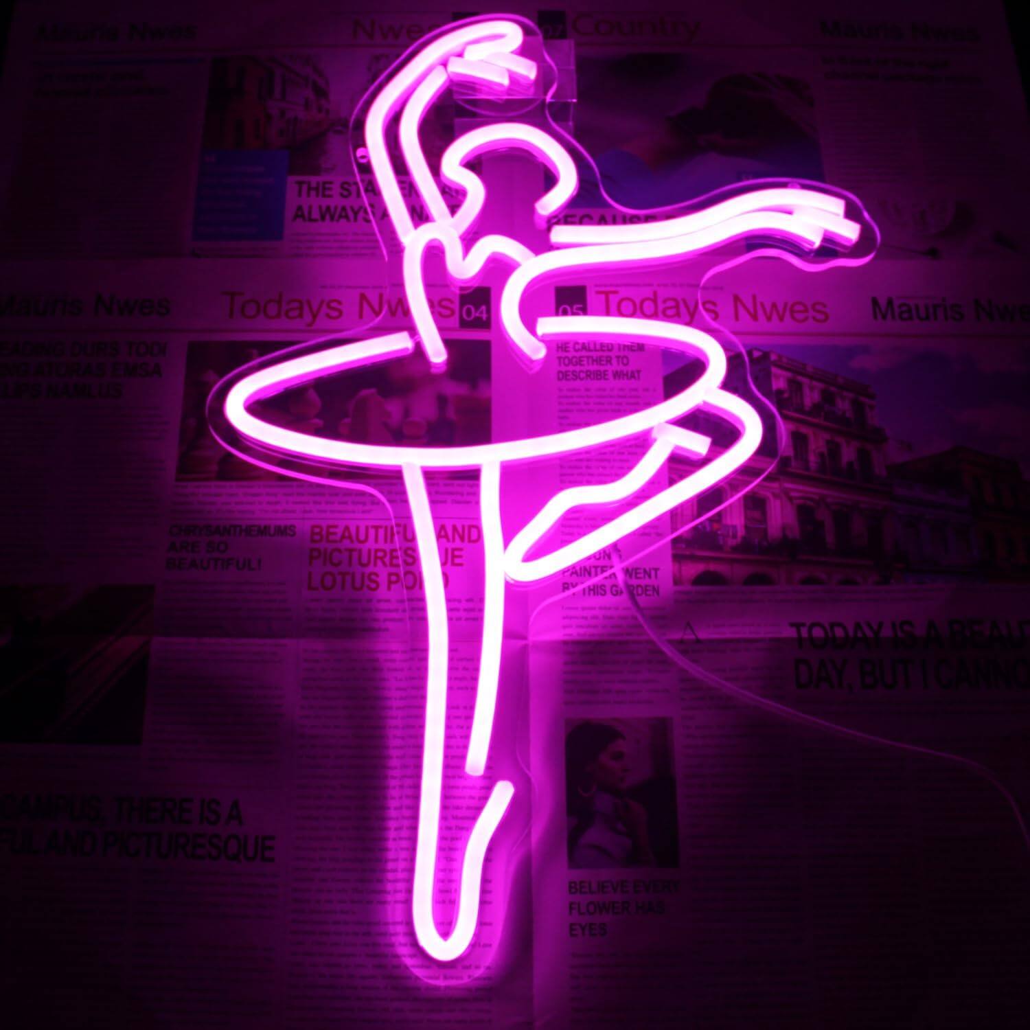 Auledio Ballet Girl Neon Sign Pink LED Dance Neon Lights Dancing Woman ...