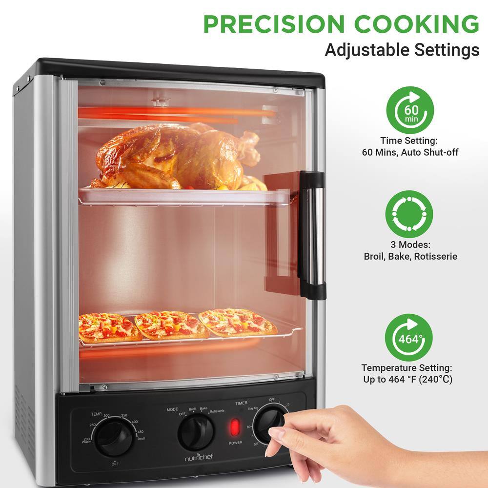 NutriChef Vertical Countertop Oven with Rotisserie, Bake, Broil ...
