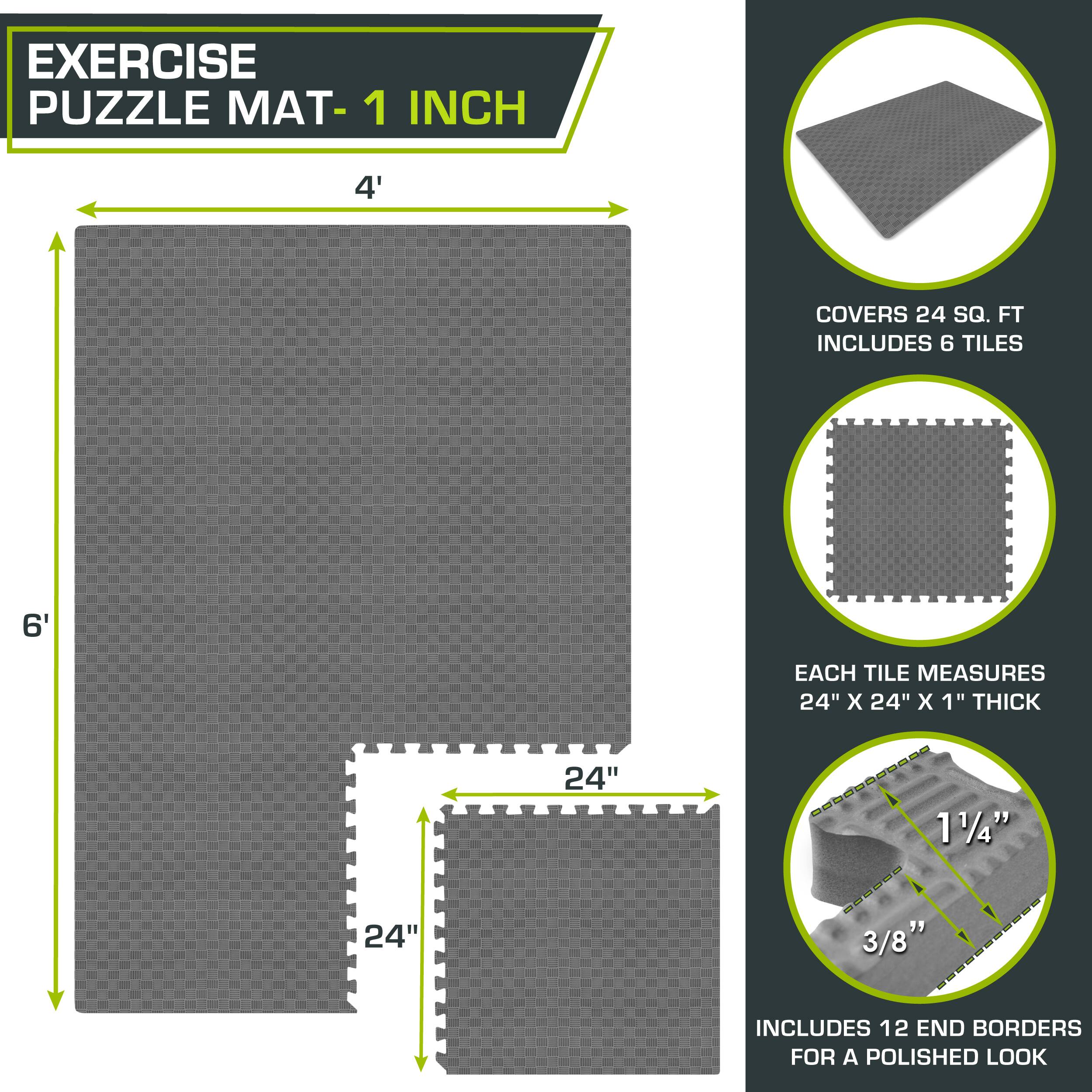 ProSource ProsourceFit Checkered Exercise Puzzle Mat 1 in Grey ps-5301 ...