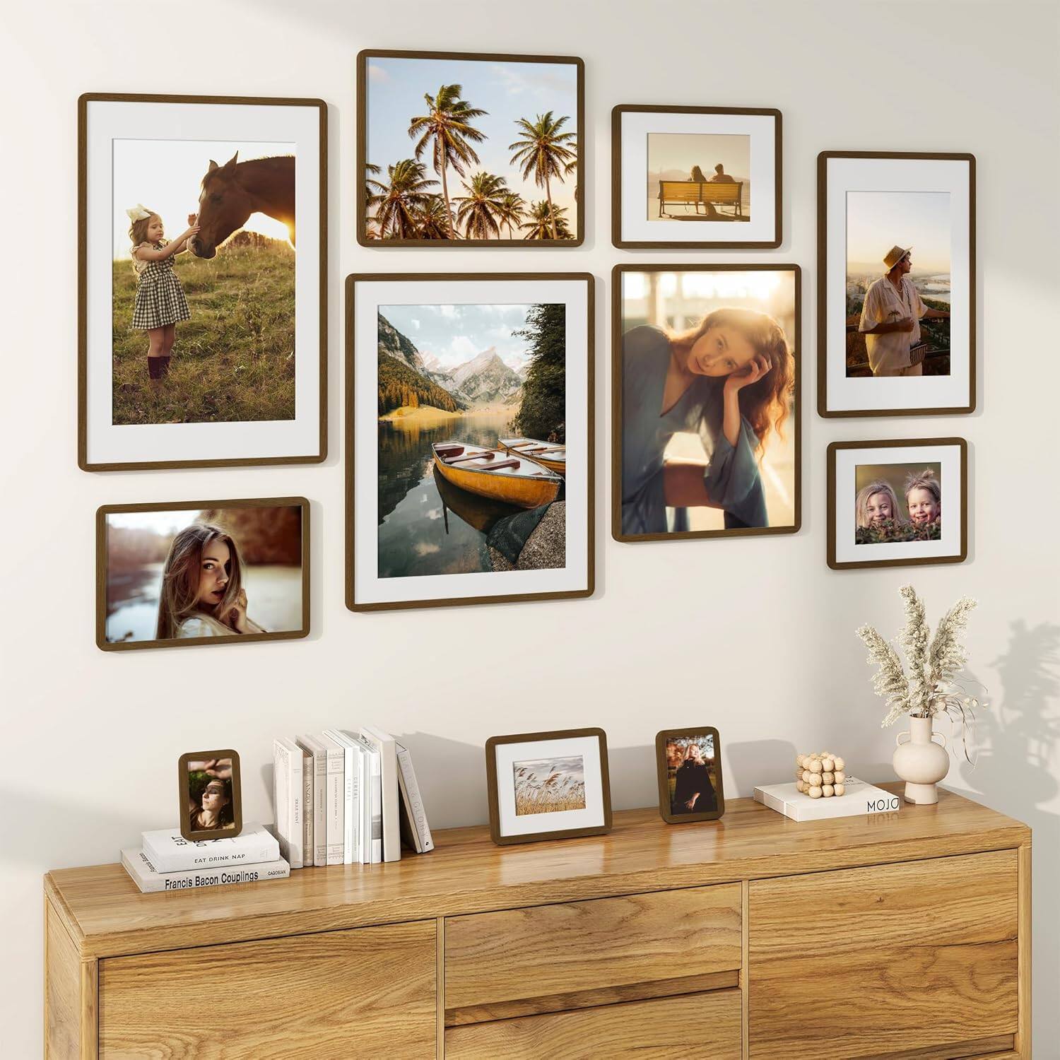 blue 16x24 Picture Frame, Solid Walnut Wood Photo Frame with Mat for ...