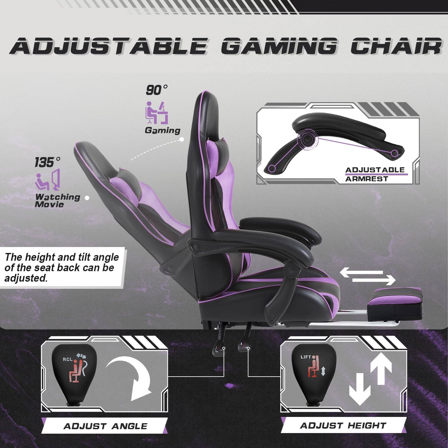 Hirose Alice Gaming Chair With Footrest And Massage Support Computer ...