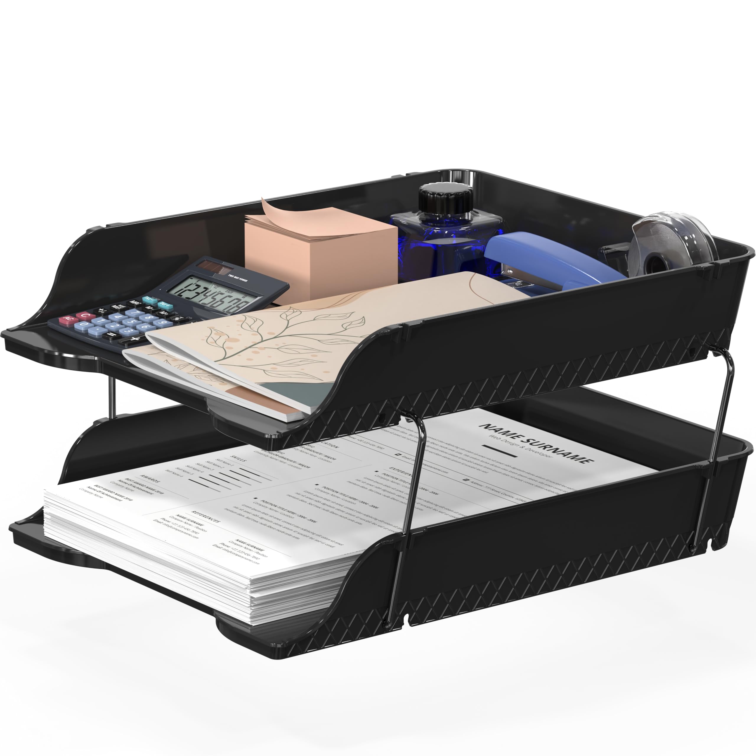 Dapper Styles 2 tier Clear Stackable Letter Tray Organizer Desktop File ...