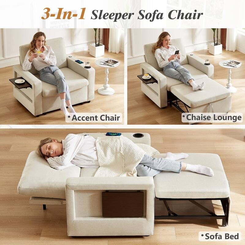 Dyonery Sleeper Sofa Bed Chair, 3 in 1 Convertible Reclining Sofa Chair ...