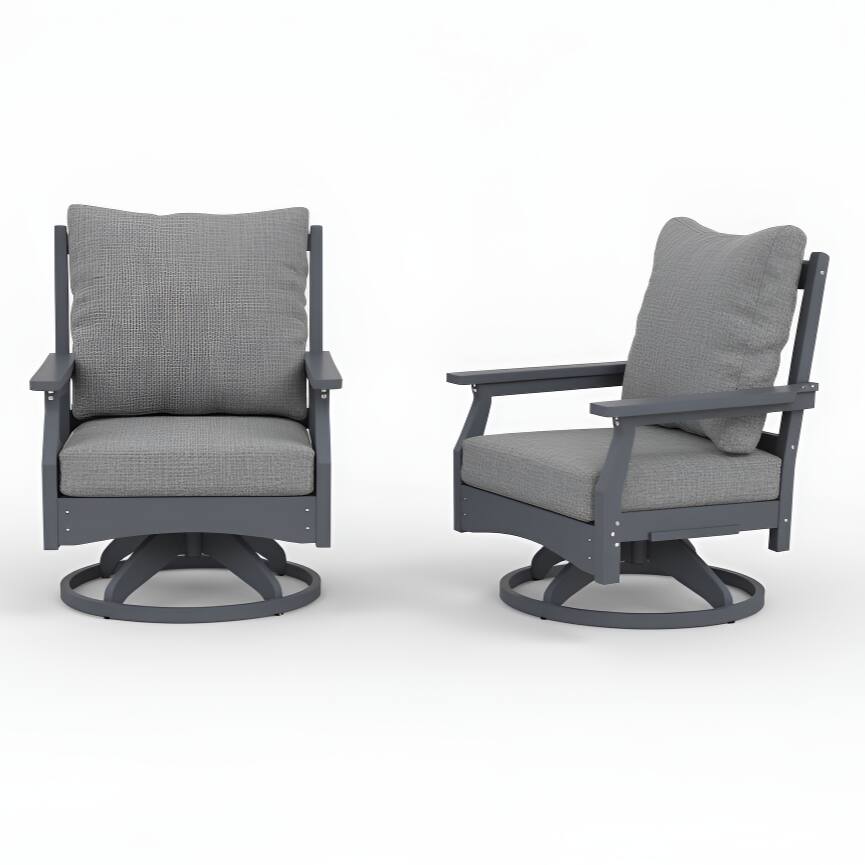 LuXeo Aspen Rock/Swivel Deep Seating Chairs (Set of 2) Gray/Gray ...