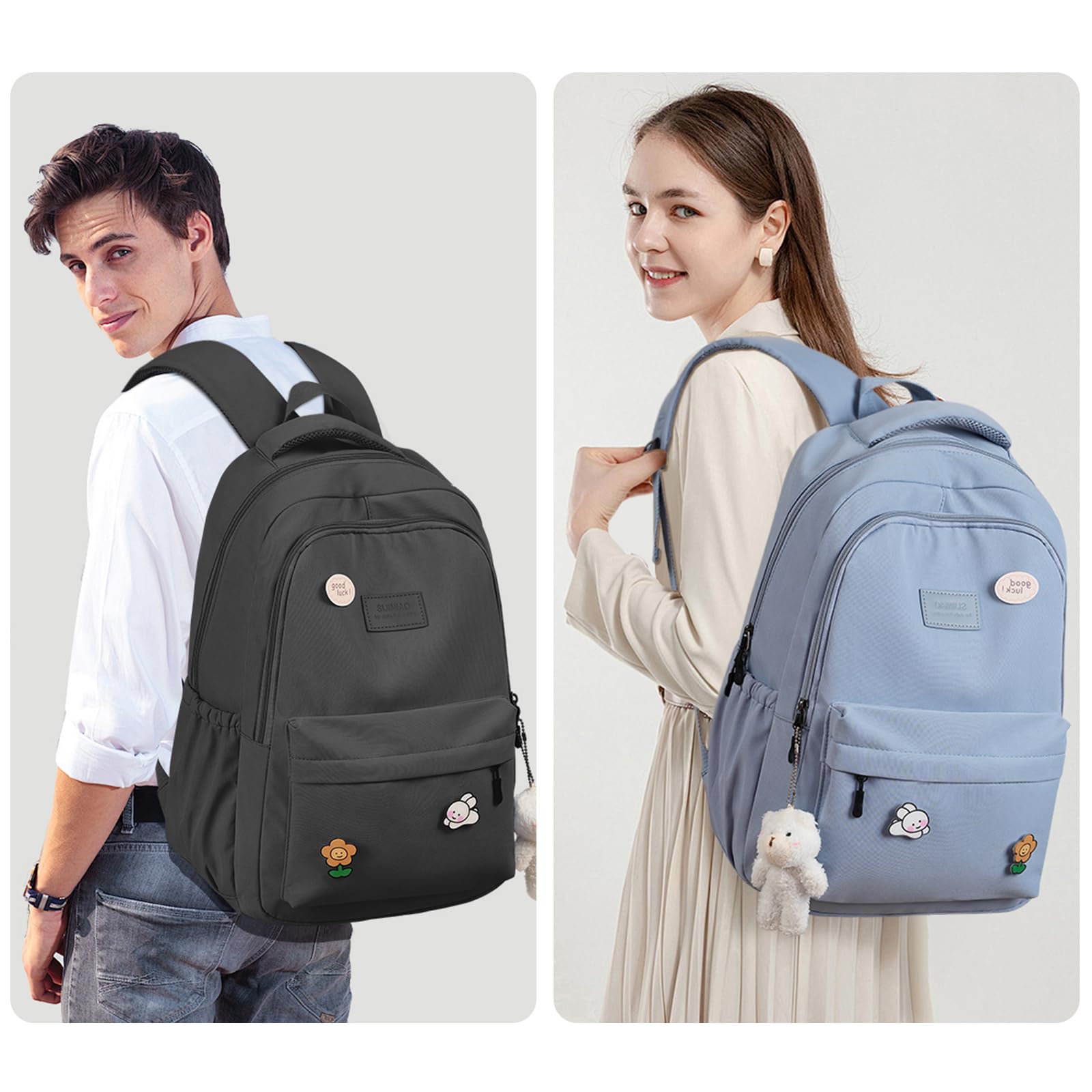 Pacoar Cade Cute Aesthetic Backpack For School College Bookbag Teens Women With Bear Pendant And ...