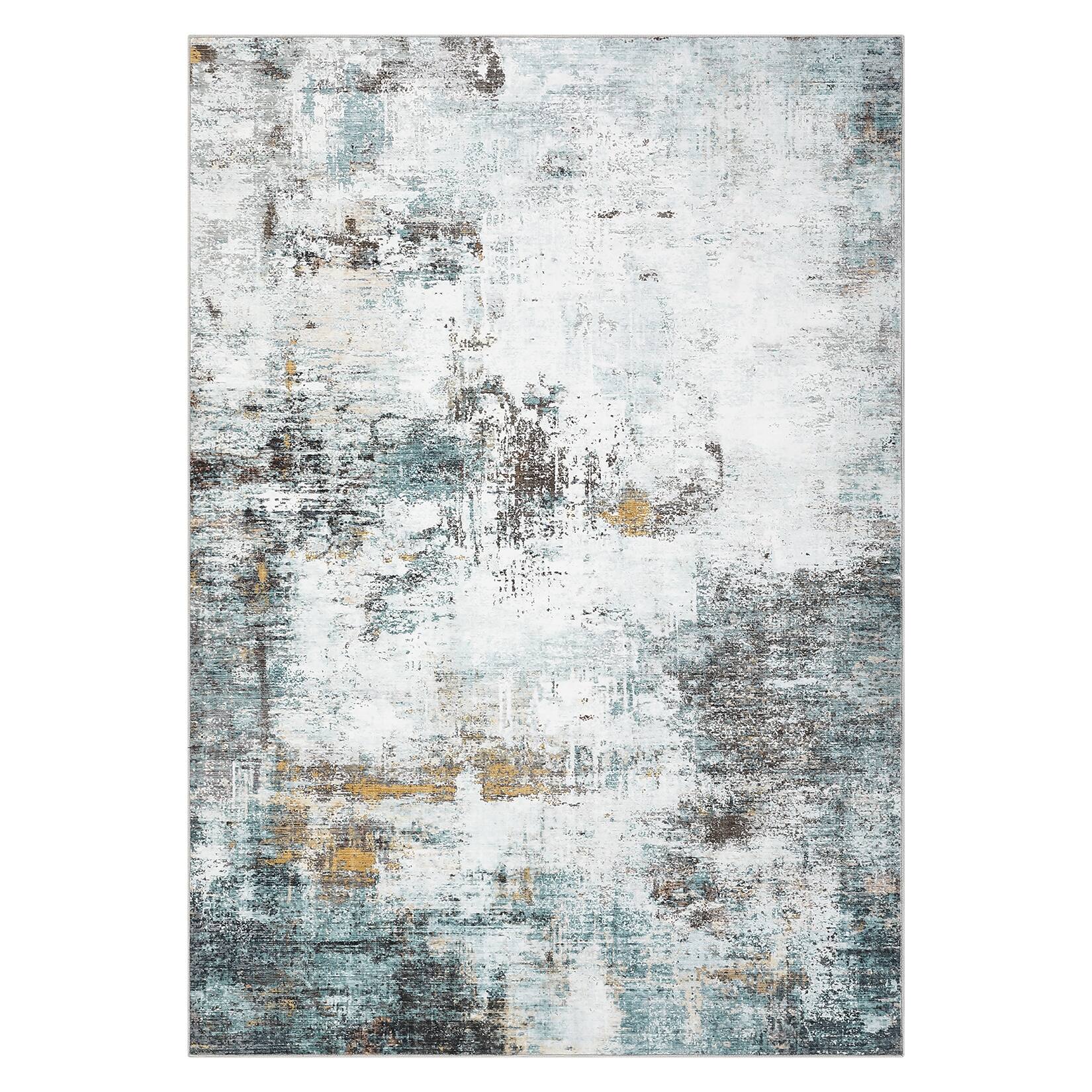 Acekool 8 x 10 ft Polyester Area Rugs for Living Room Bedroom Blue PHO ...