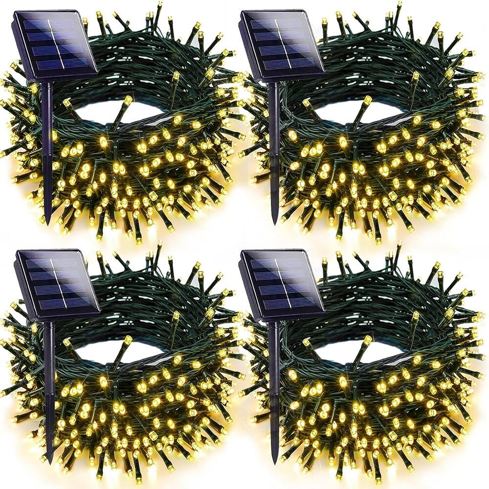 Warm RTMB - 4 Pack Waterproof, 132-Ft. Solar-Powered LED String Lights ...