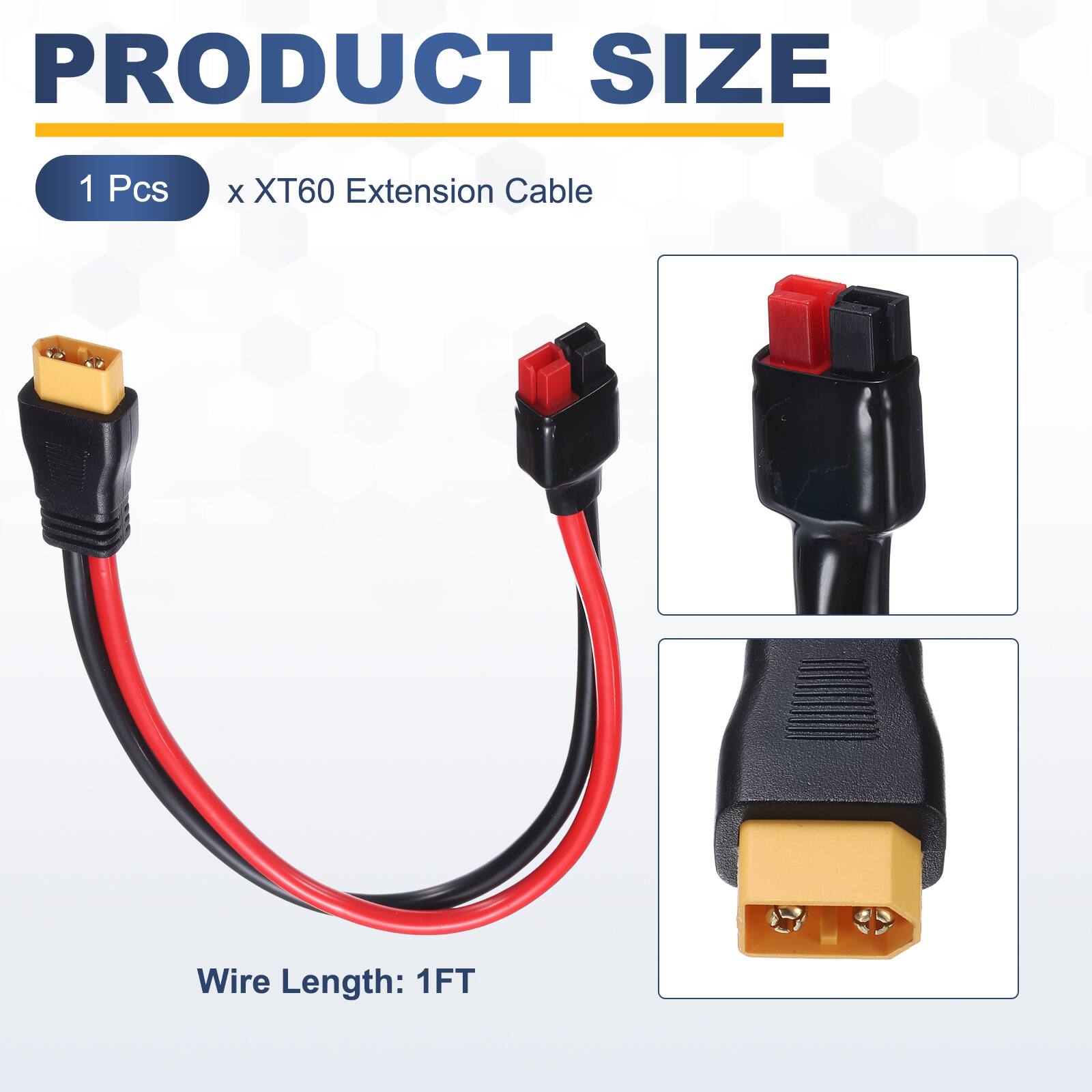 Unique Bargains 600VDC XT60 Extension Cable, XT60 Male to Battery ...