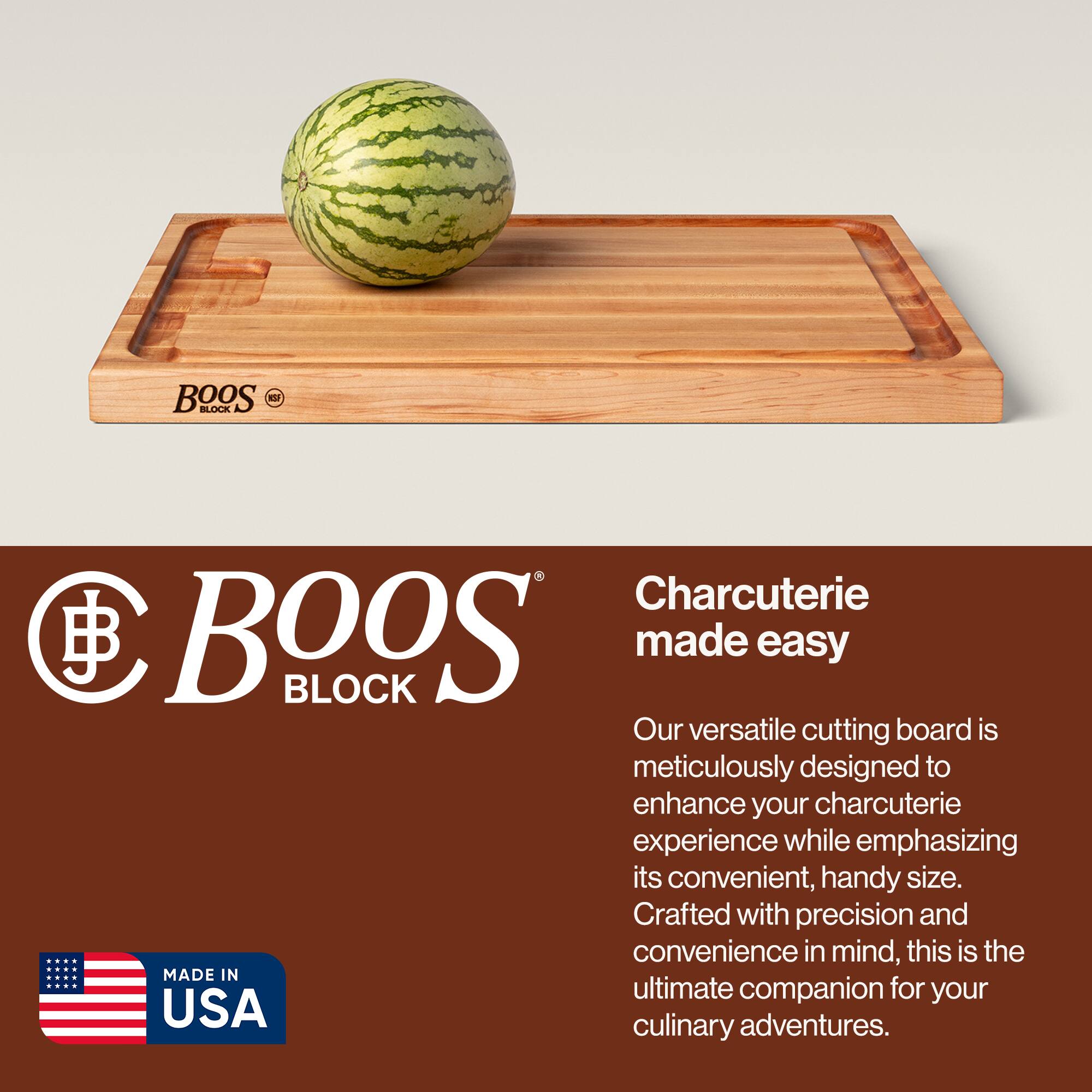 John Boos Au Jus Wood Cutting Board with Juice Groove, 18" x 24" x 1.5 ...