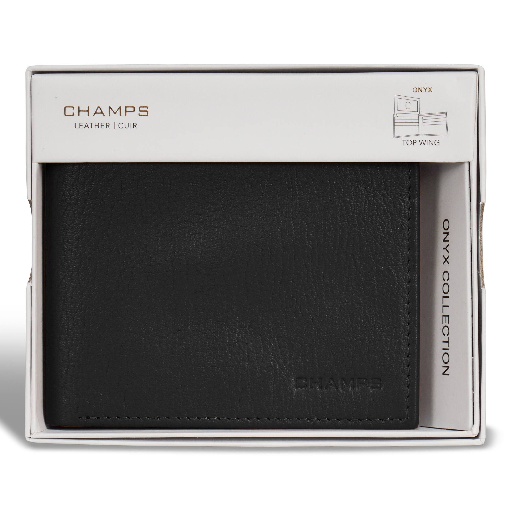 Champs Onyx Collection Leather Top Wing Wallet Black OB-502-BLACK (TOP ...