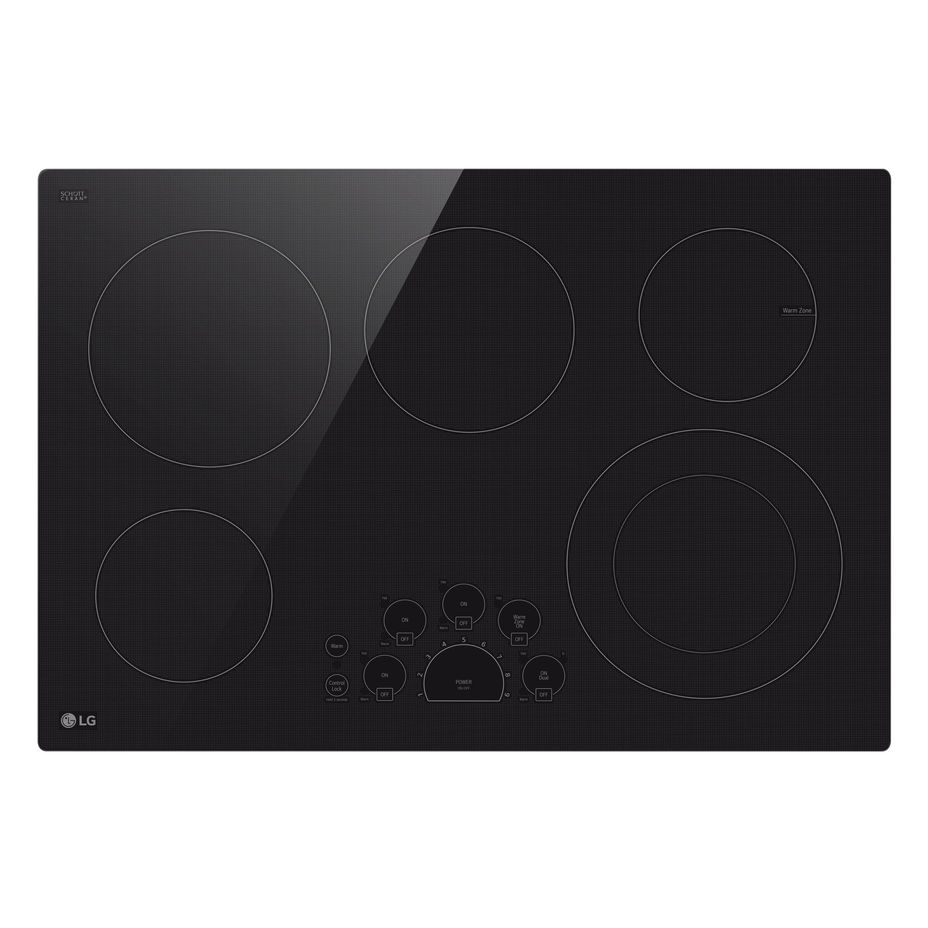 LG 30" Built In Electric Cooktop with 5 Elements and Warming Zone Black ...