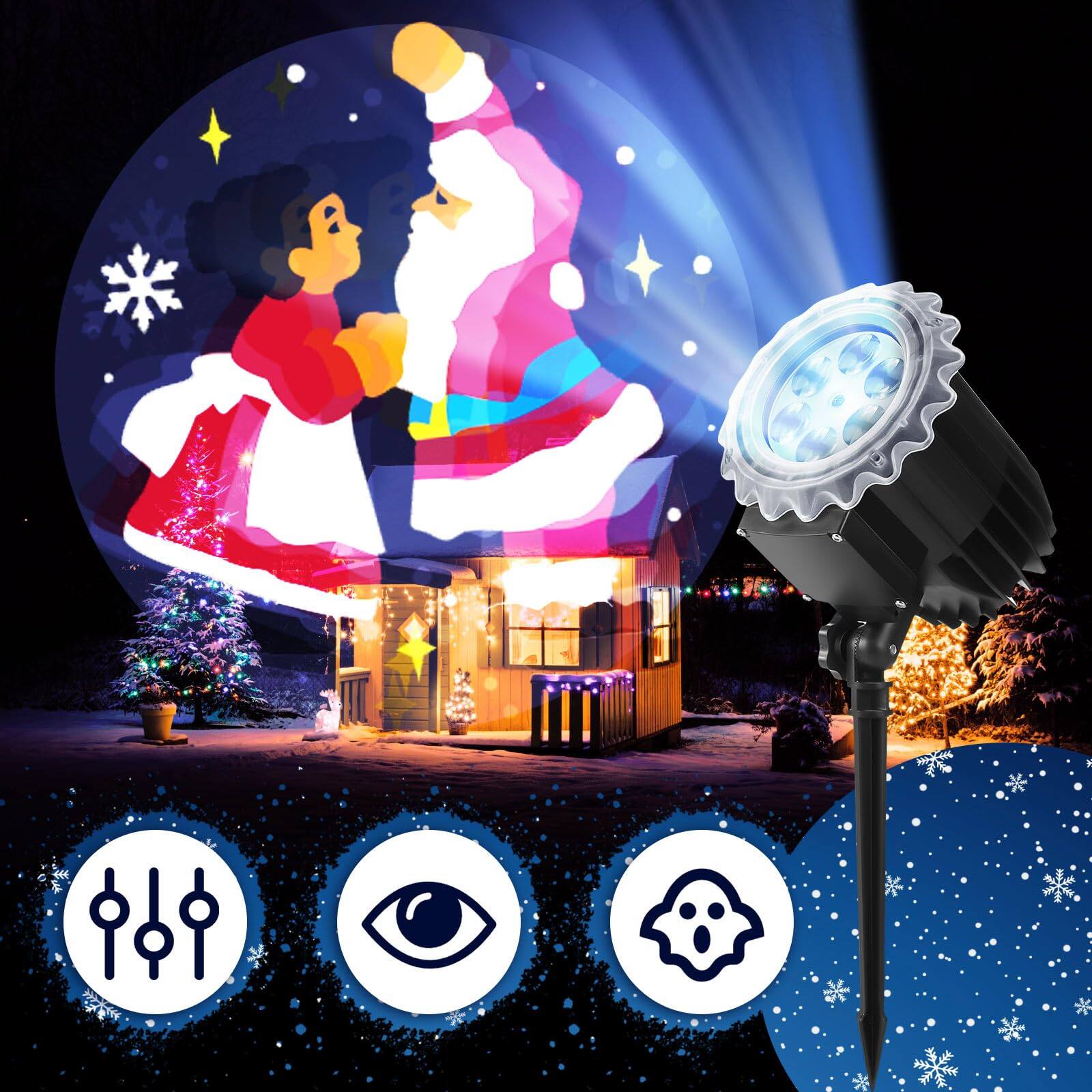 HM 1810 Christmas Projector Lights Outdoor LED Claus Couple Projection ...