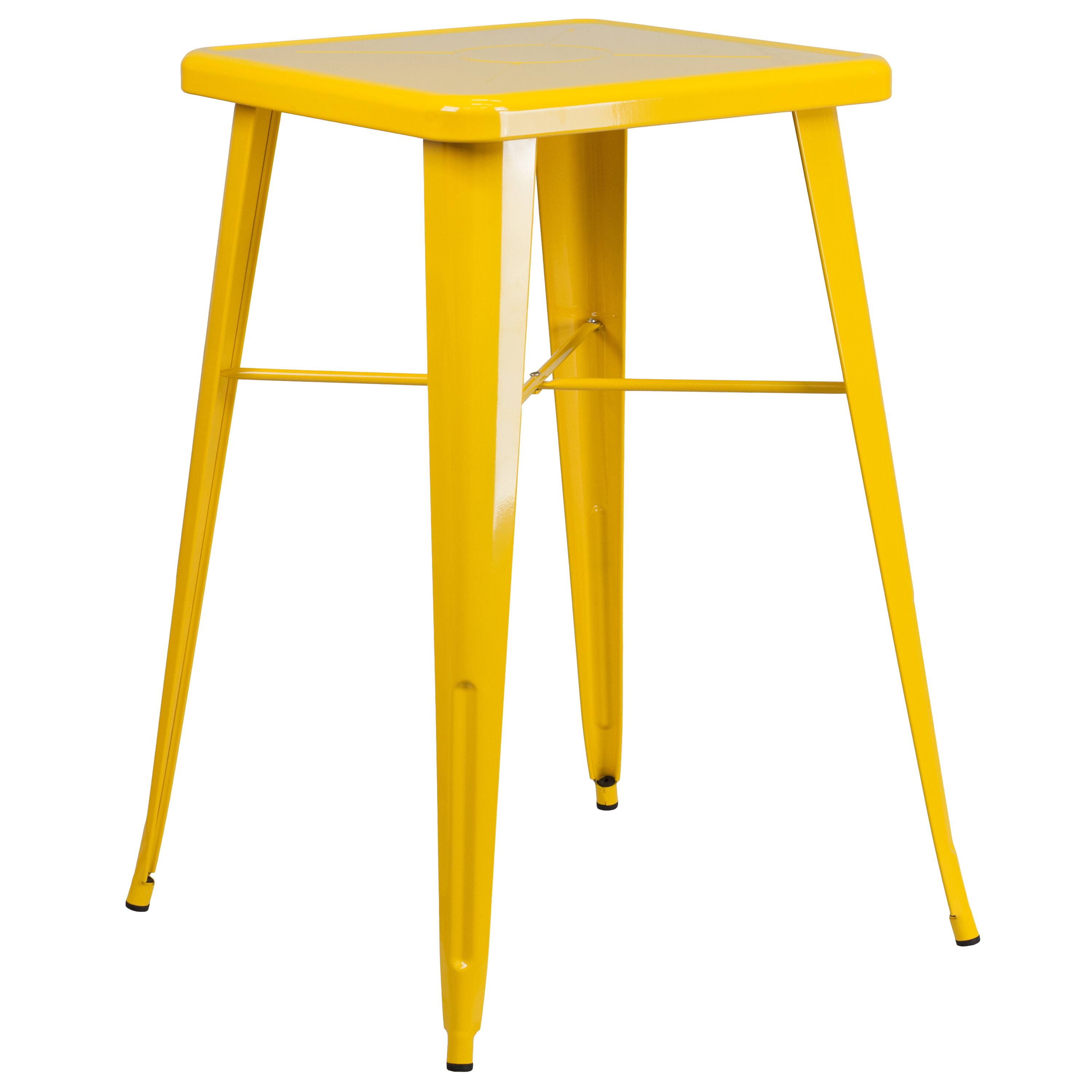 Emma + Oliver Commercial Grade 23.75" Square Metal Indoor Outdoor Bar ...