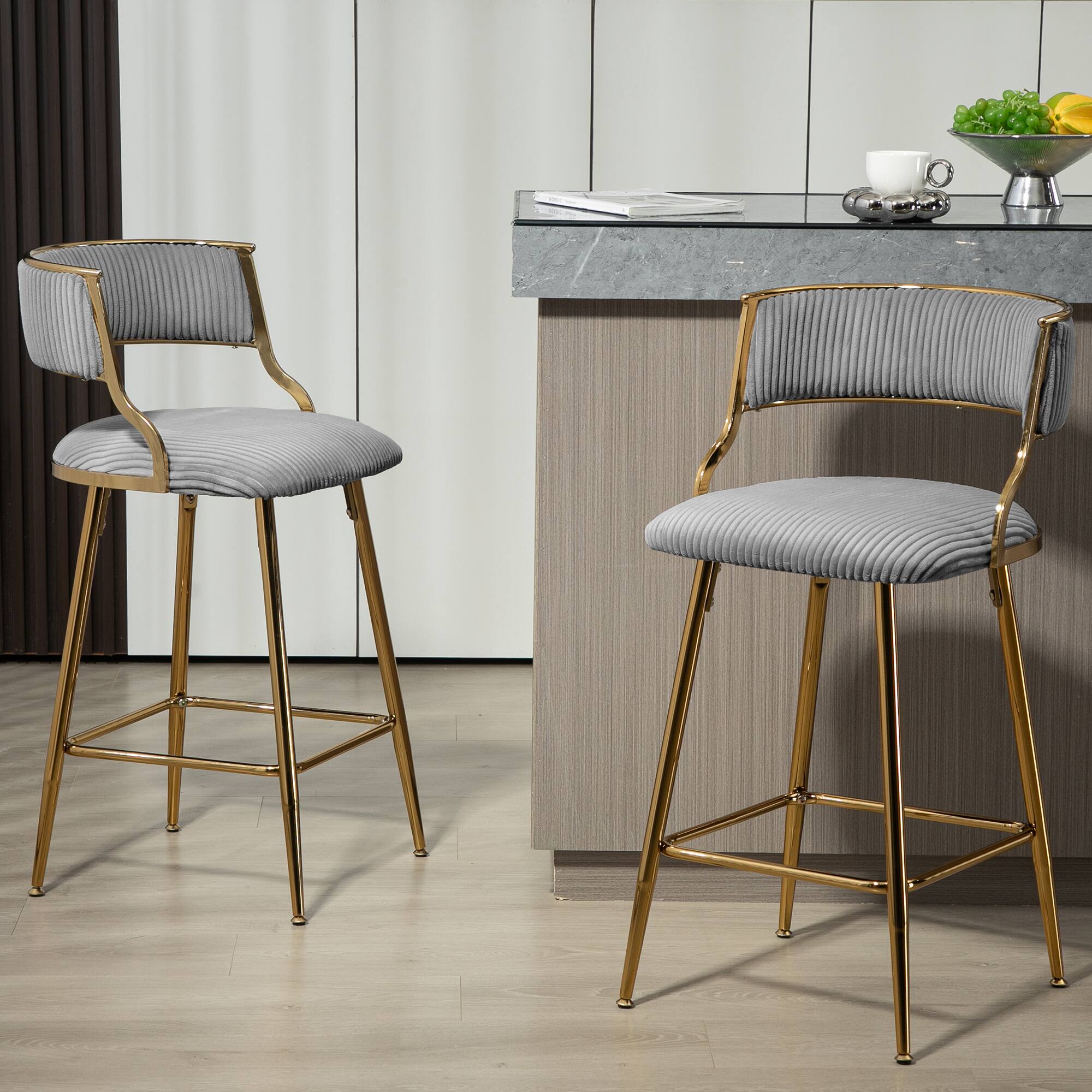 TinyHomie SET OF 2 26InchInchCounter height bar stools Corduroy kitchen ...