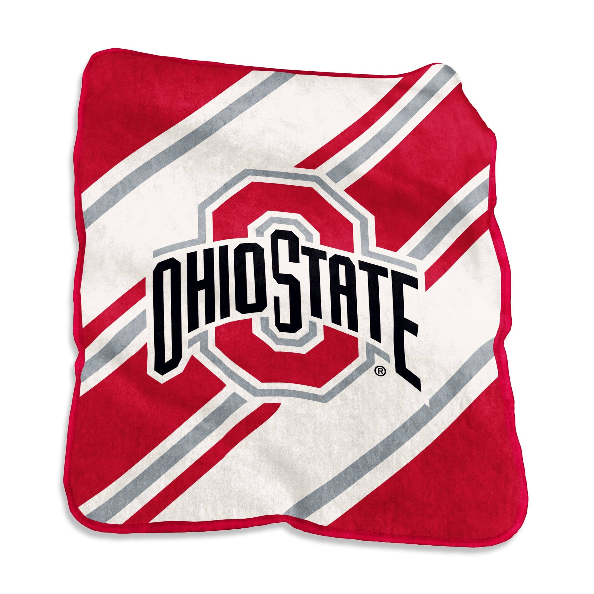 Logo Brands Ohio State Buckeyes 50" x 60" Raschel Stripe Throw Blanket ...