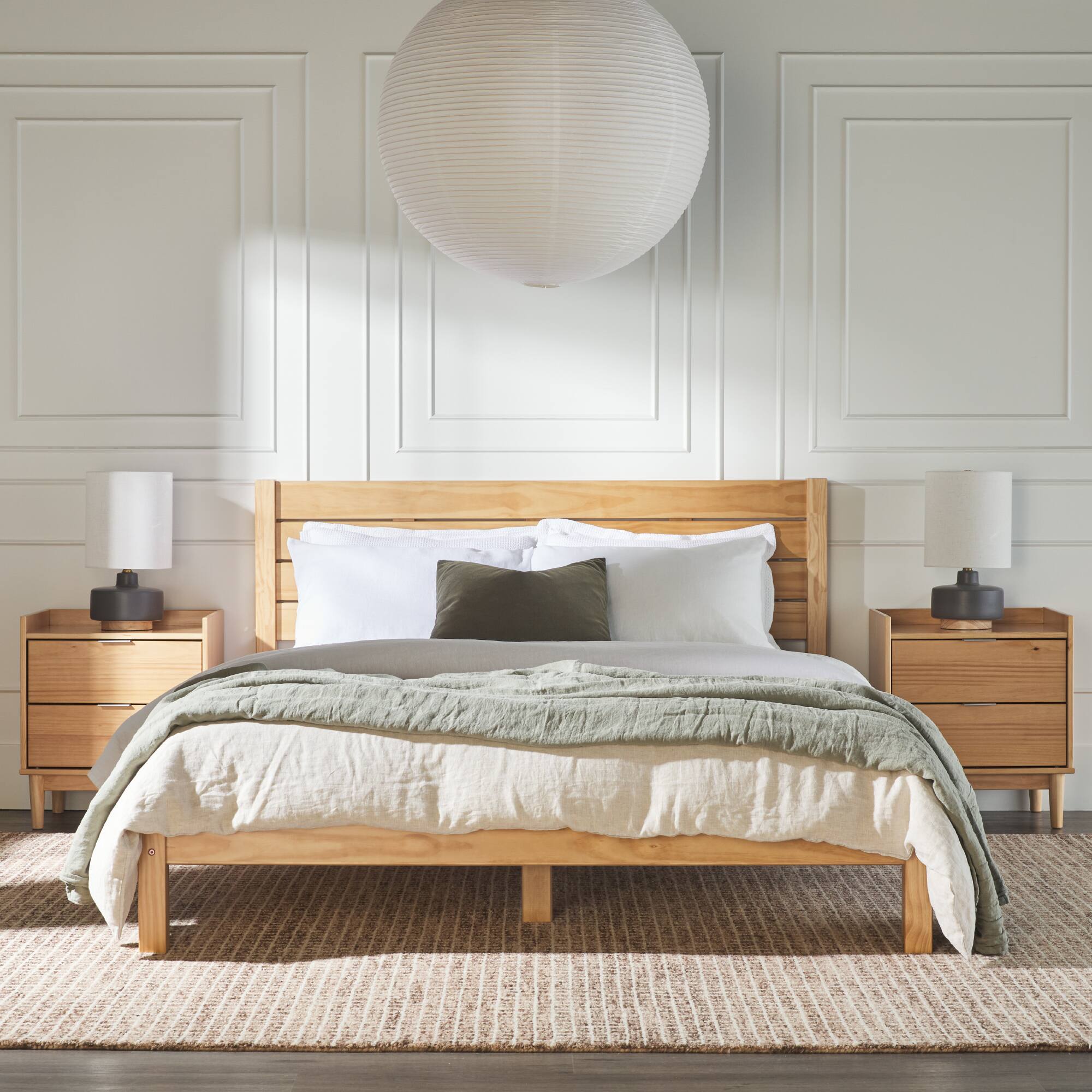 Best Buy: Walker Edison Minimalist Slatted Solid Wood Low Queen ...