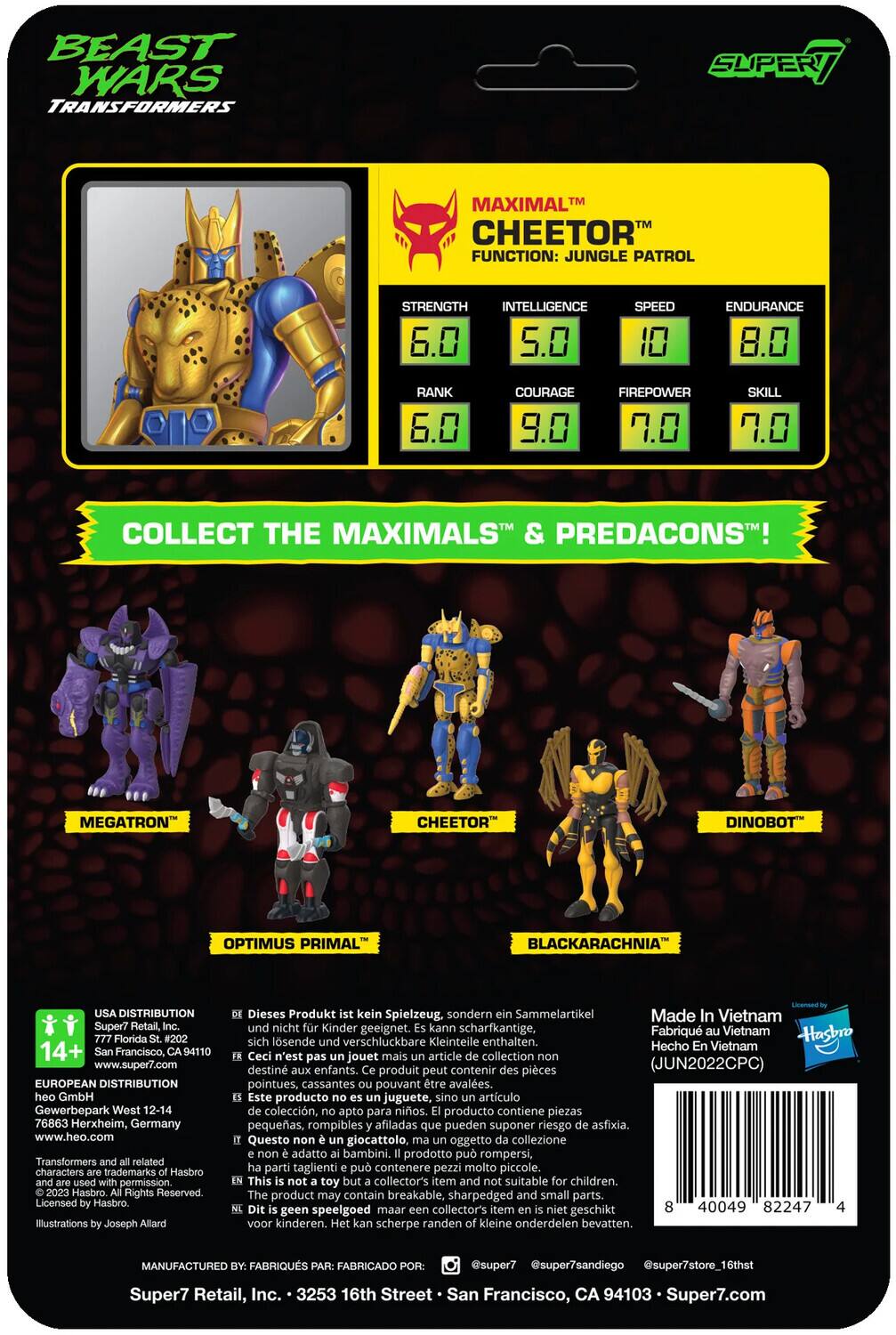 Super7 Transformers ReAction Wv 7 Beast Wars Cheetor Collectibles ...
