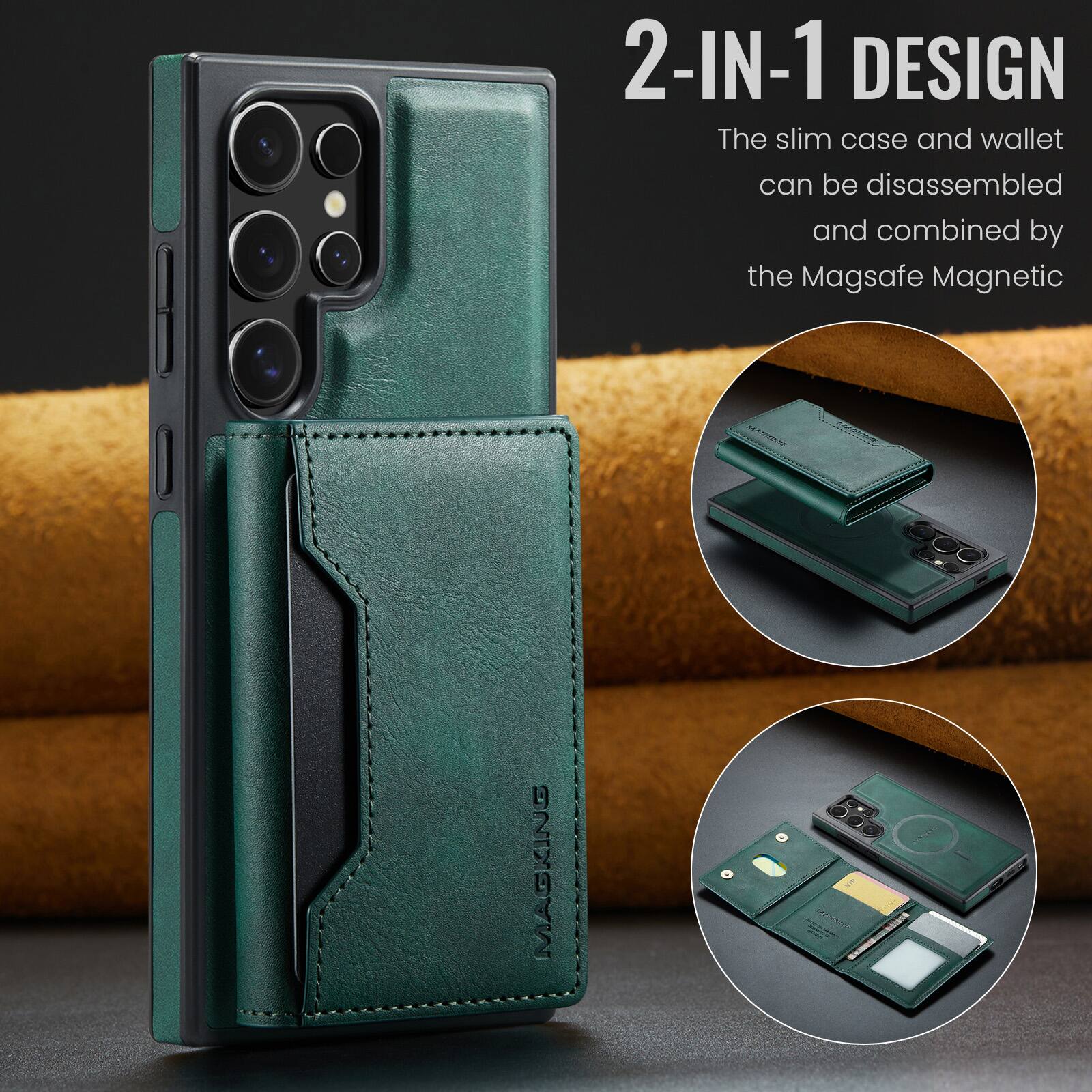 Dteck 2 in 1 Mag Safe Wallet Case for Samsung Galaxy S24 Ultra,PU ...
