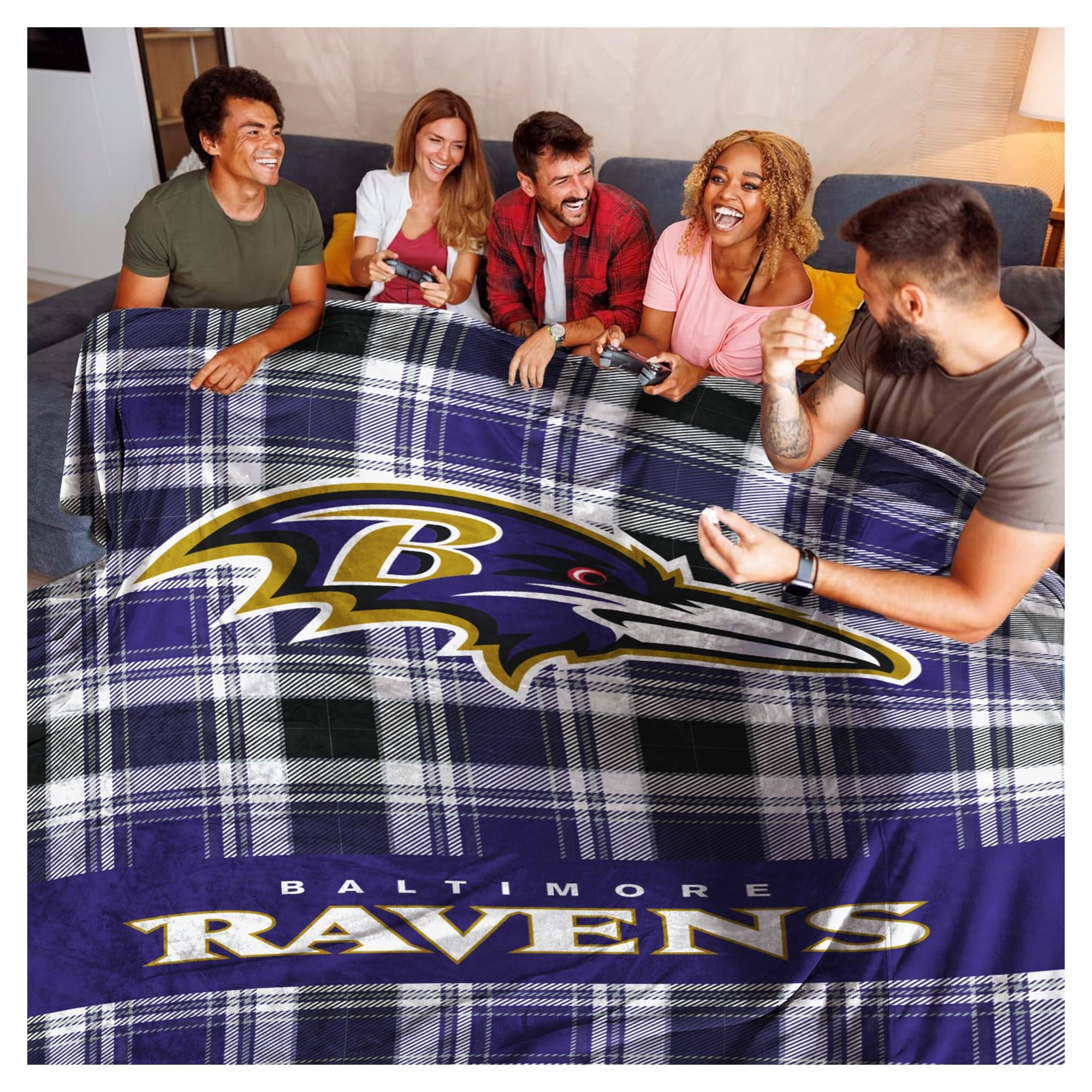 Pegasus Baltimore Ravens 66" x 95" Oversized Plaid FAN mily Ultra Cozy Blanket Multicolor ...