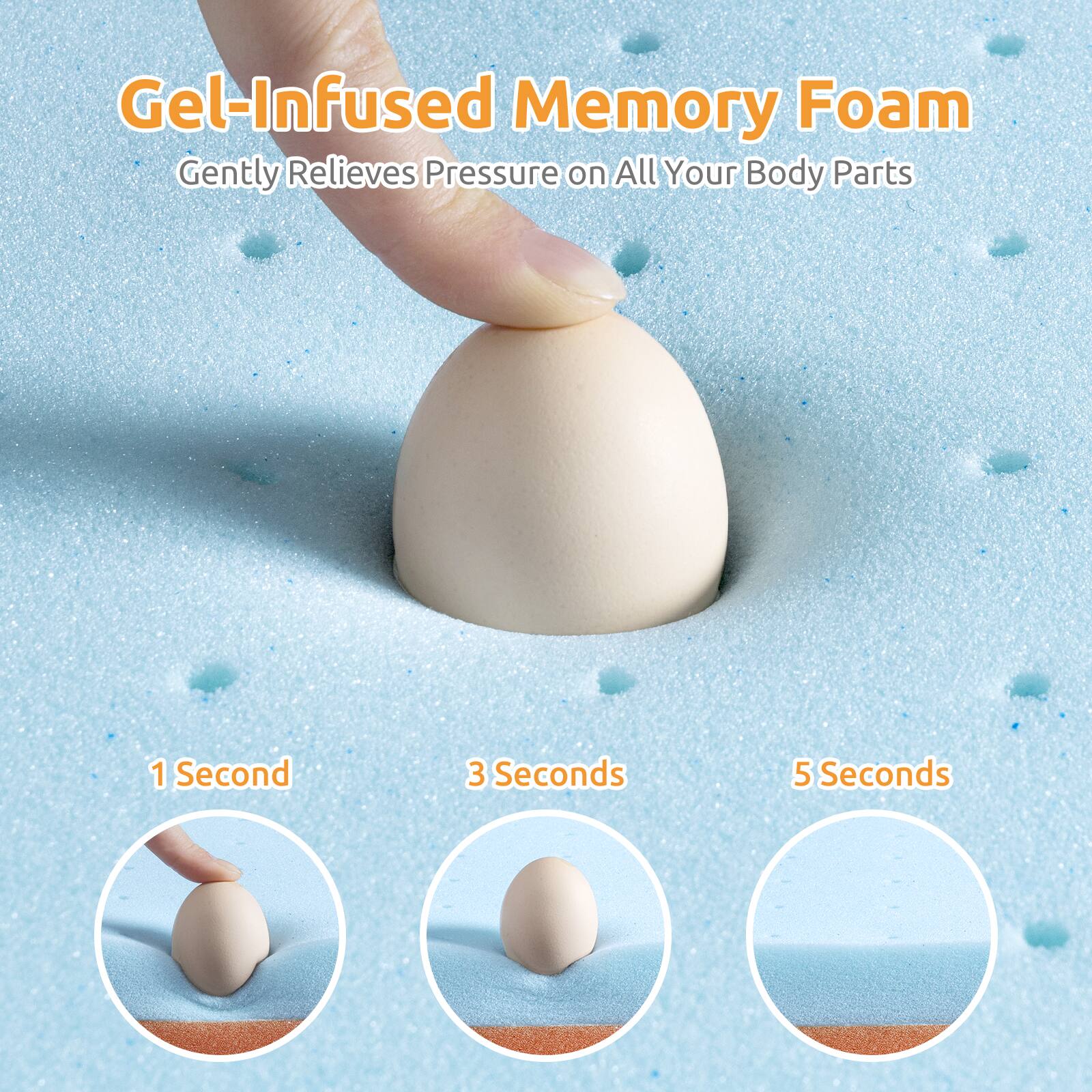 TinyHomie 4 Inch Cool Gel Memory and Copper Foam Mattress Topper King ...