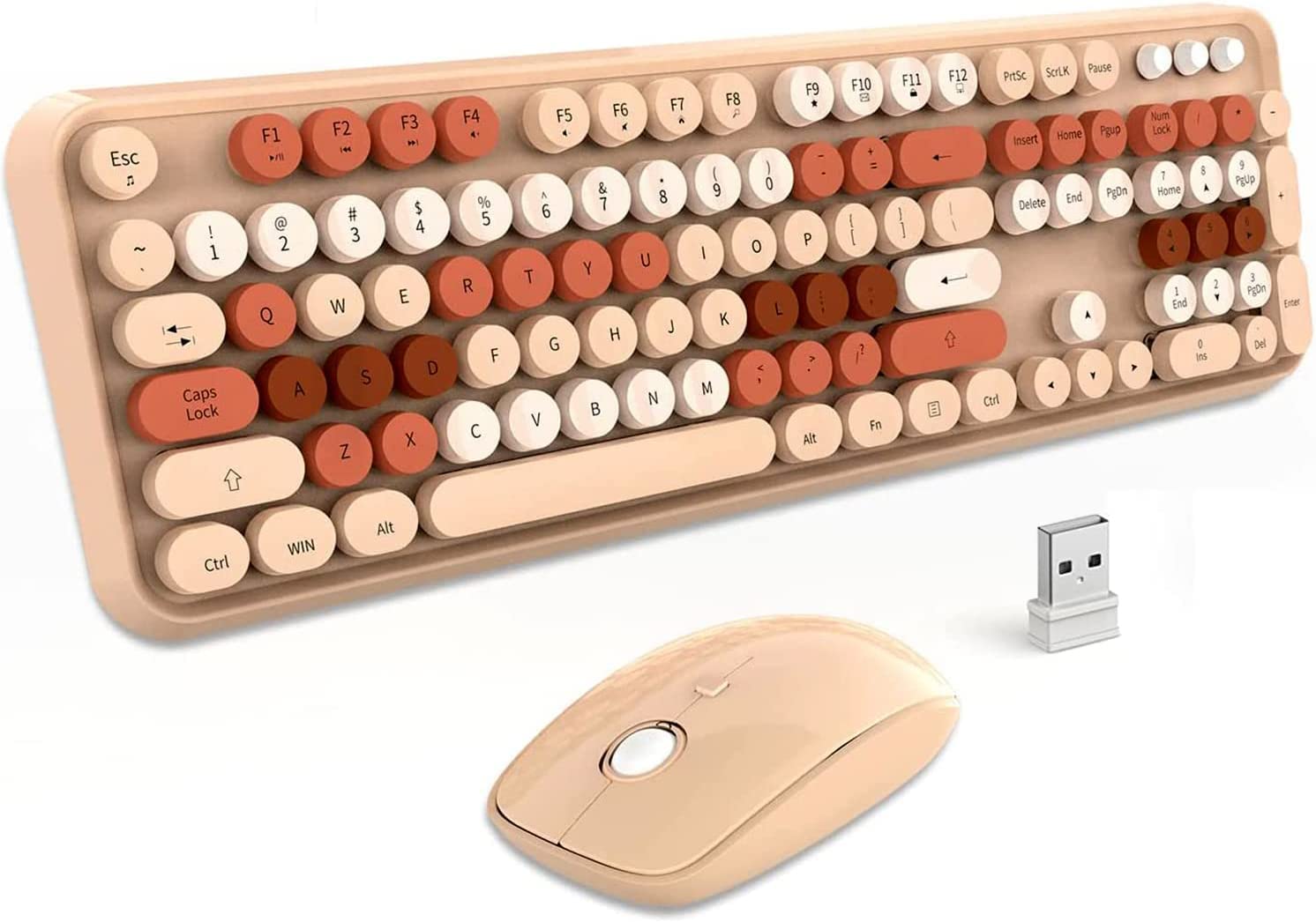 METALTON Mouse Combo 104 Round Keys Cute Colorful With Retro Typewriter ...
