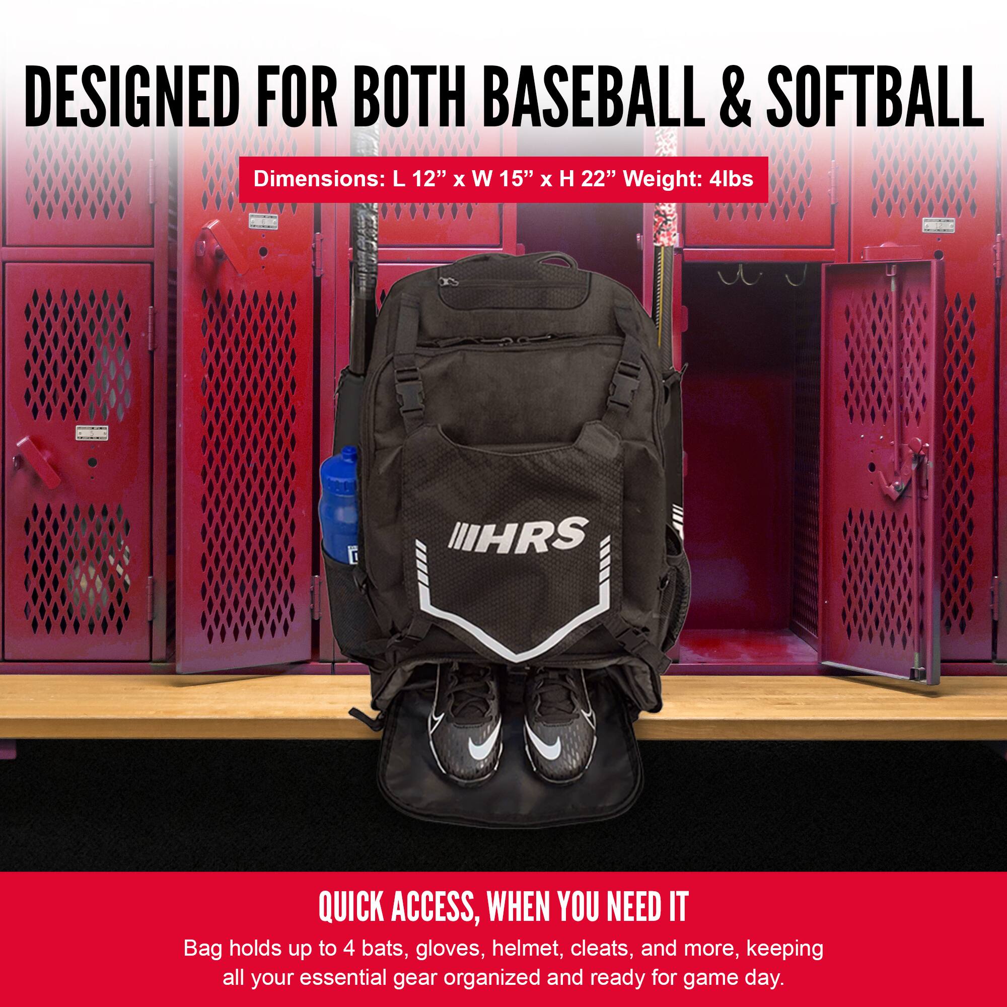 Hit Run Steal Bat Bag Backpack, Holds up to 4 Bats, Glove, and Helmet ...
