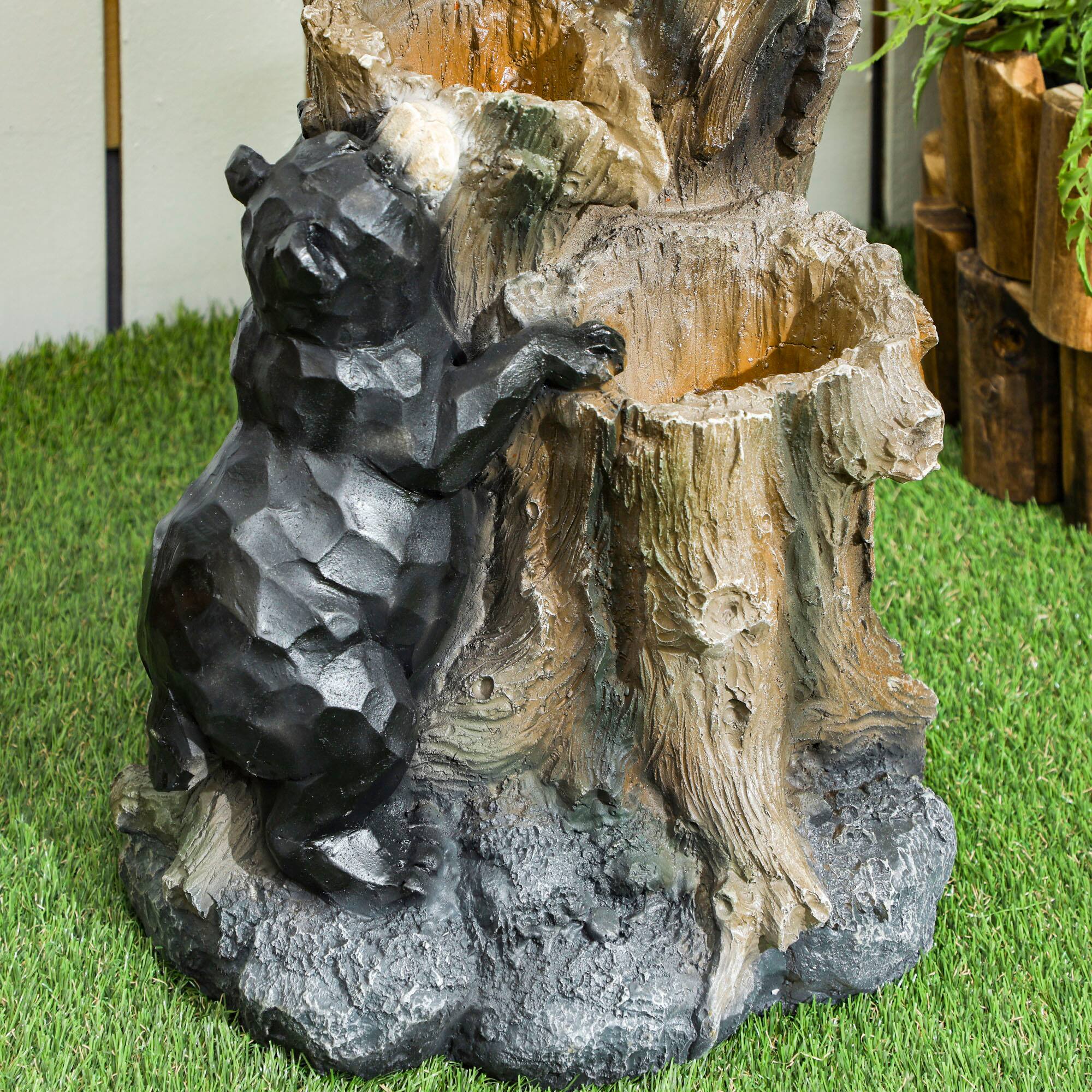 Outsunny 22.4" Tall Outdoor Water Fountain, 3 Tier Floor Standing Resin ...