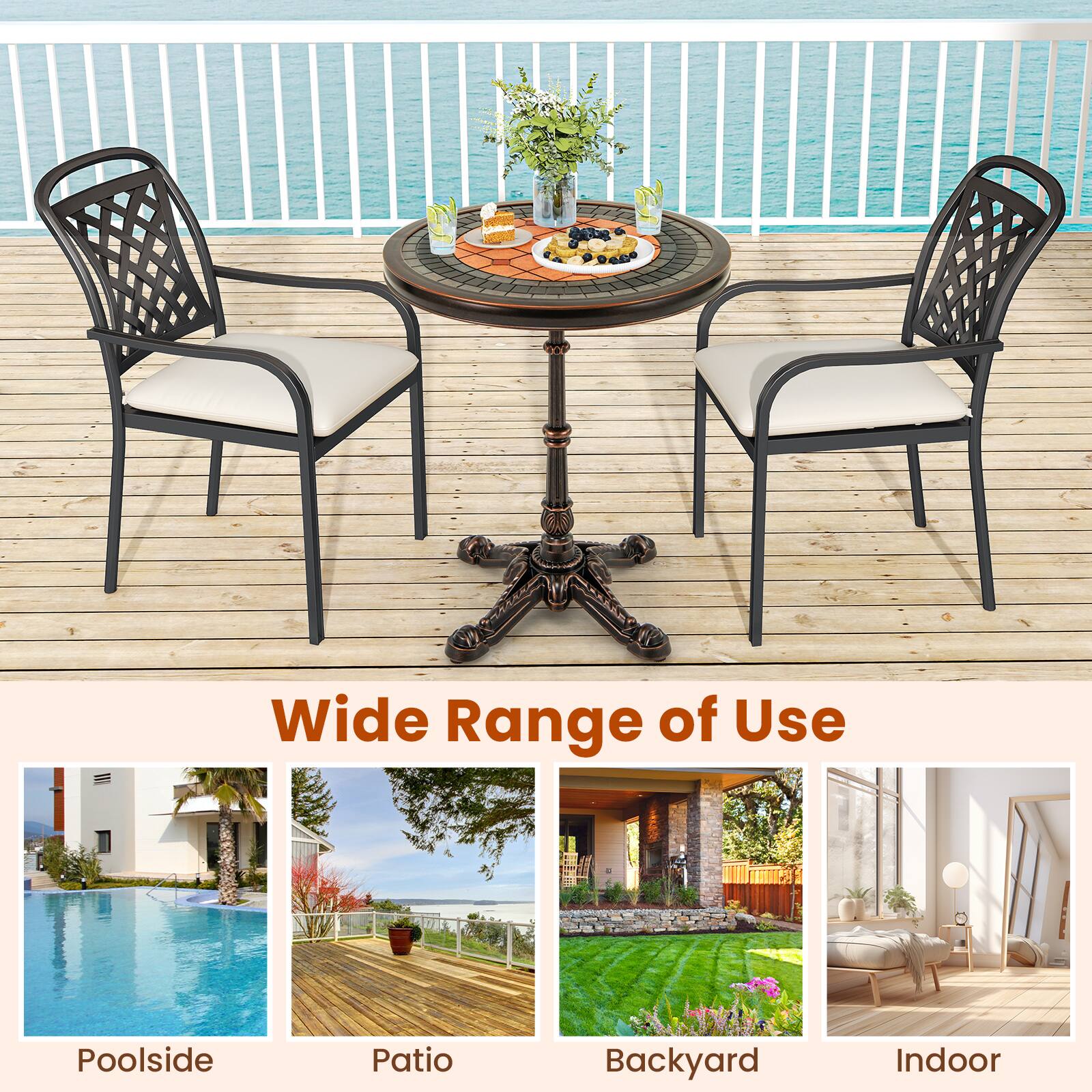 Costway 32" Patio Dining Table with 1.6" Umbrella Hole & Lid DPC ...
