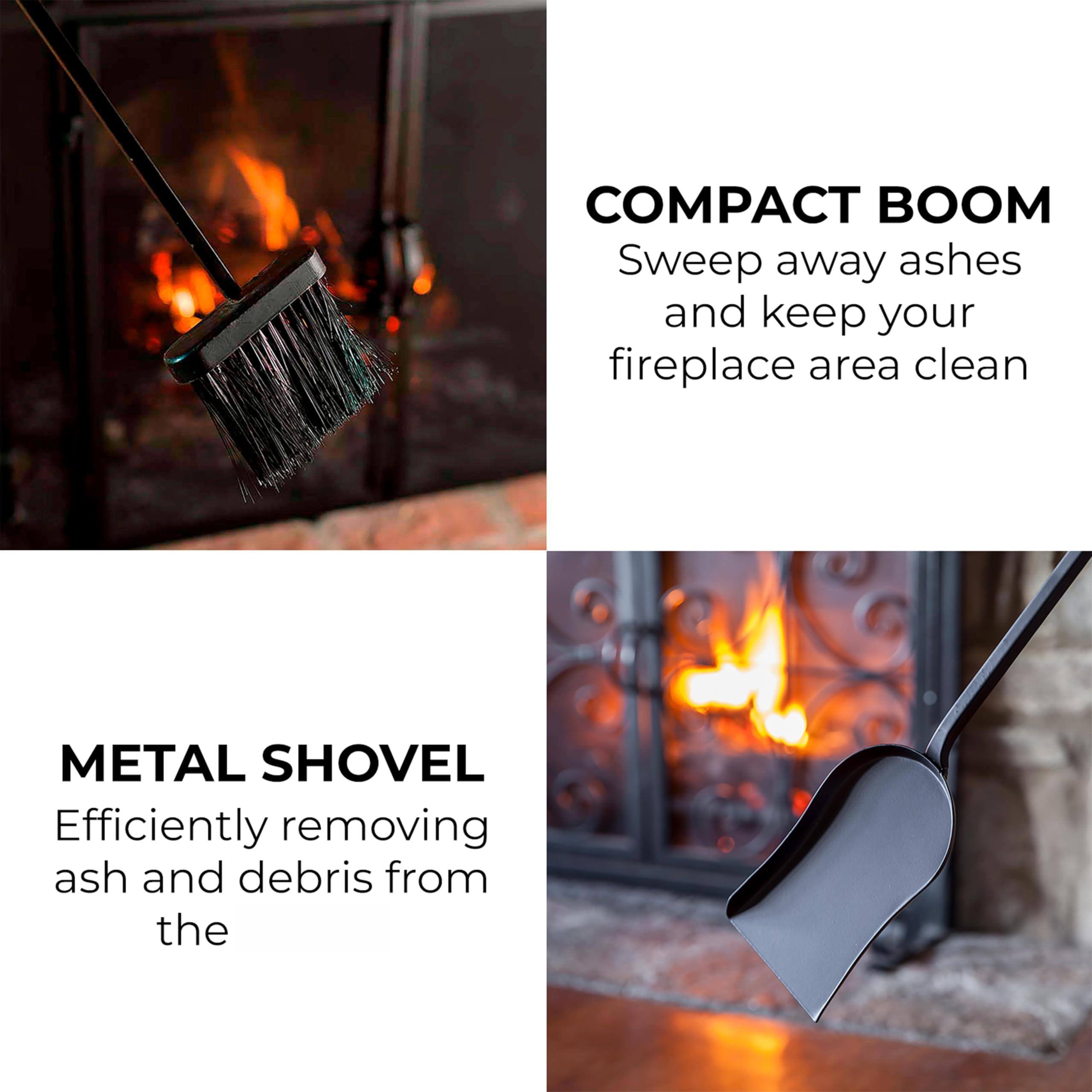 JETRANSPORT 5 Piece Hand Forged Iron Compact Fireplace Tool Set 20 ...