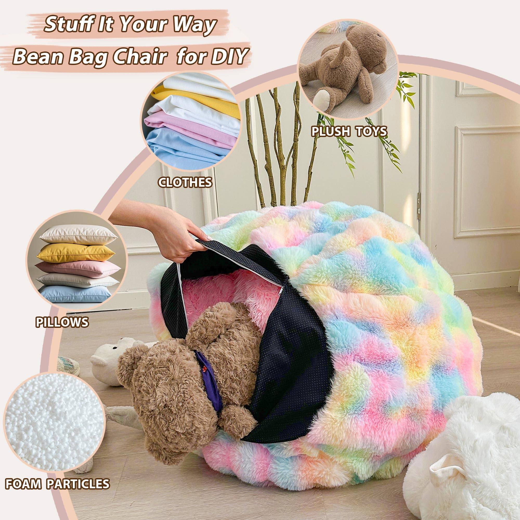 JETRANSPORT Fluffy Faux Rabbit Bean Bag Cover (no Filler) Big Luxury ...