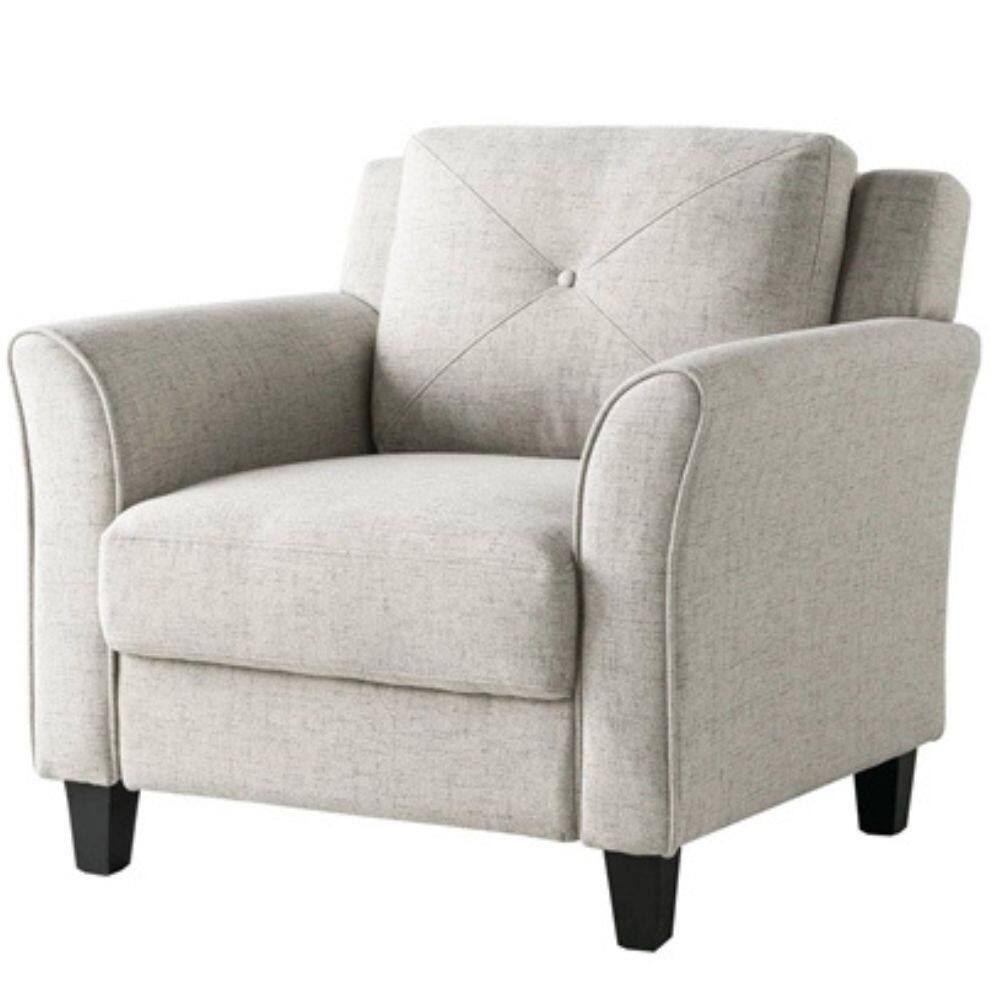Hivvago Cream Microfiber Upholstered Chair Armchair with Button Tufted ...