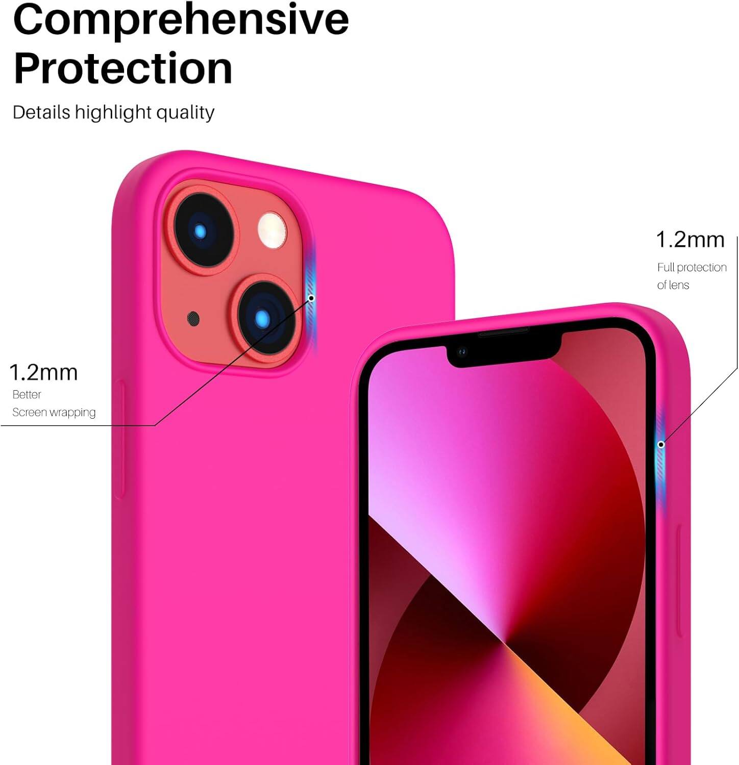 Ornarto Compatible with iPhone 13 Mini Case 5.4", Slim Liquid Silicone 3 Layers Full Covered ...