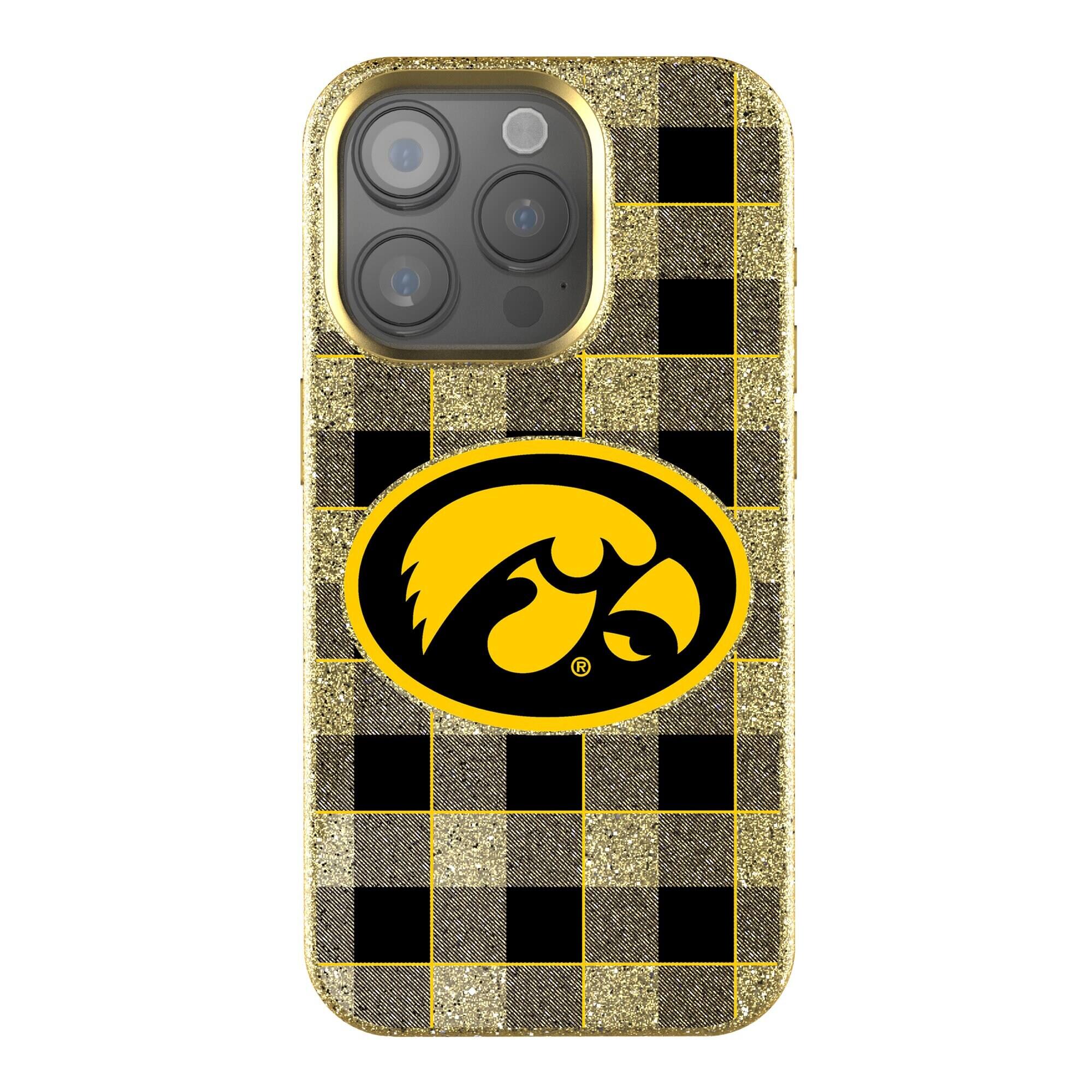 Keyscaper NCAA Iowa Hawkeyes Plaid Bling iPhone Case 14 Plus Gold ...