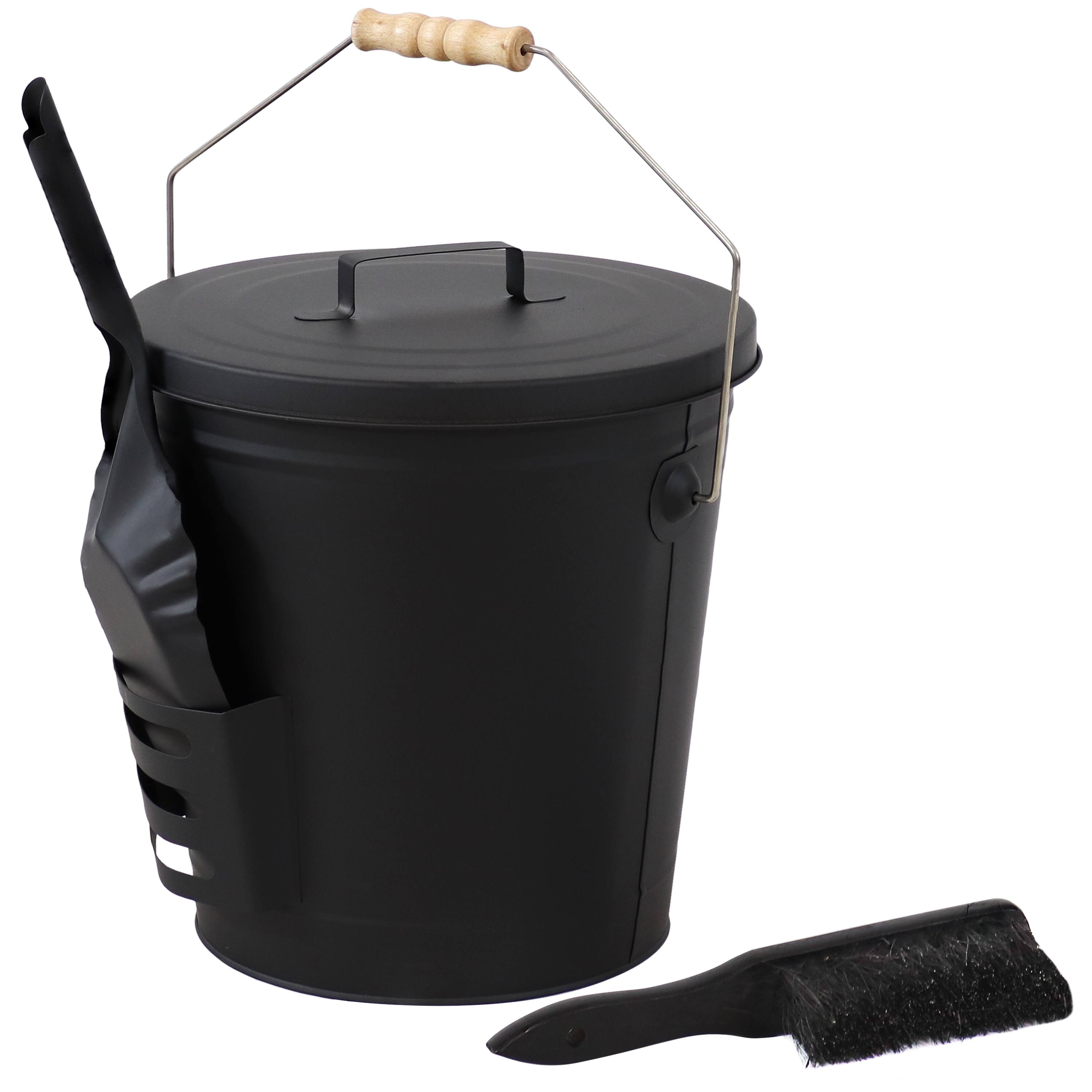 Sunnydaze Powder Coated Steel Fireplace Ash Bucket with Lid, Shovel ...